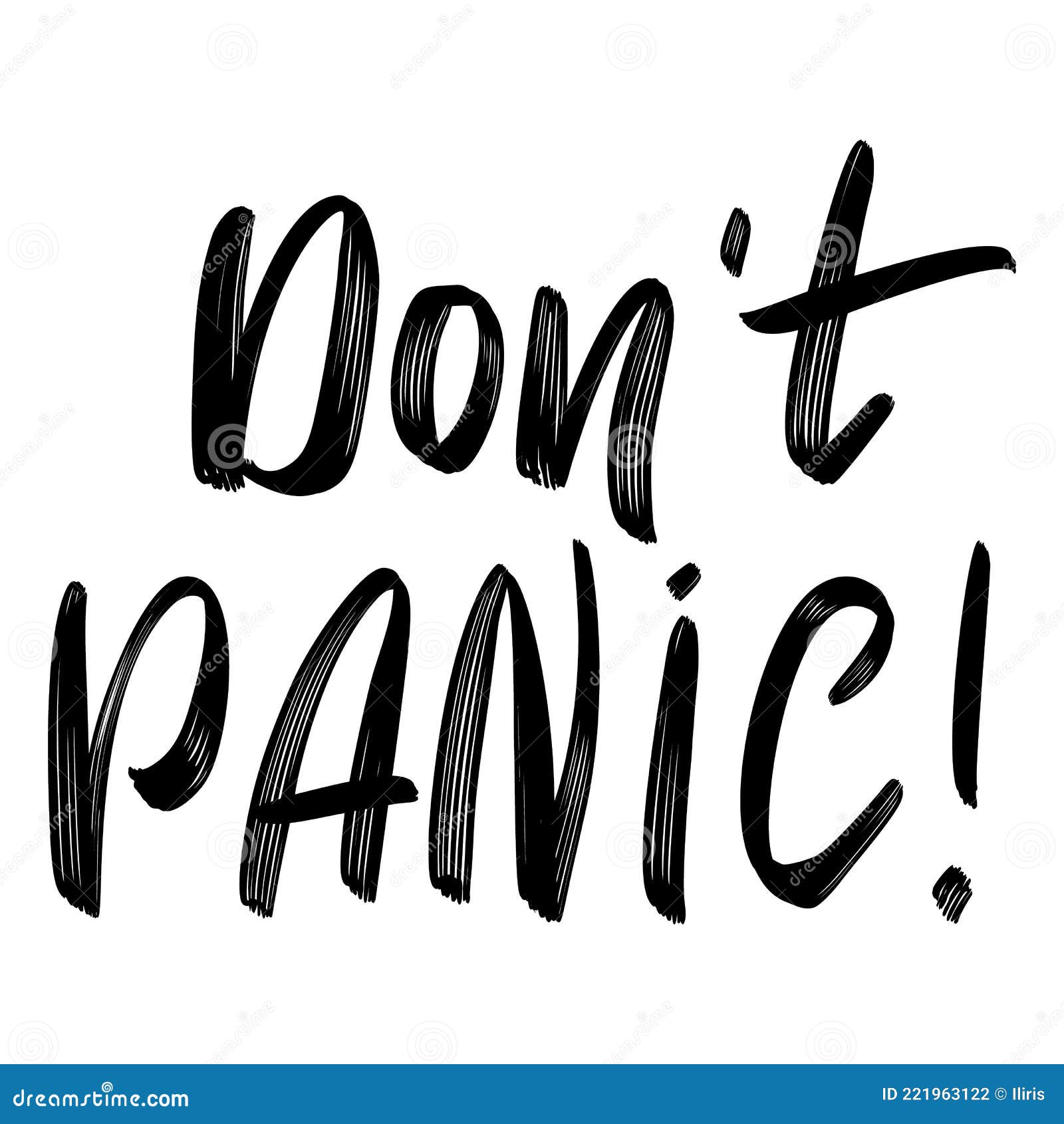 Dont Panic Hand Drawn Lettering Phrase. Stock Illustration ...