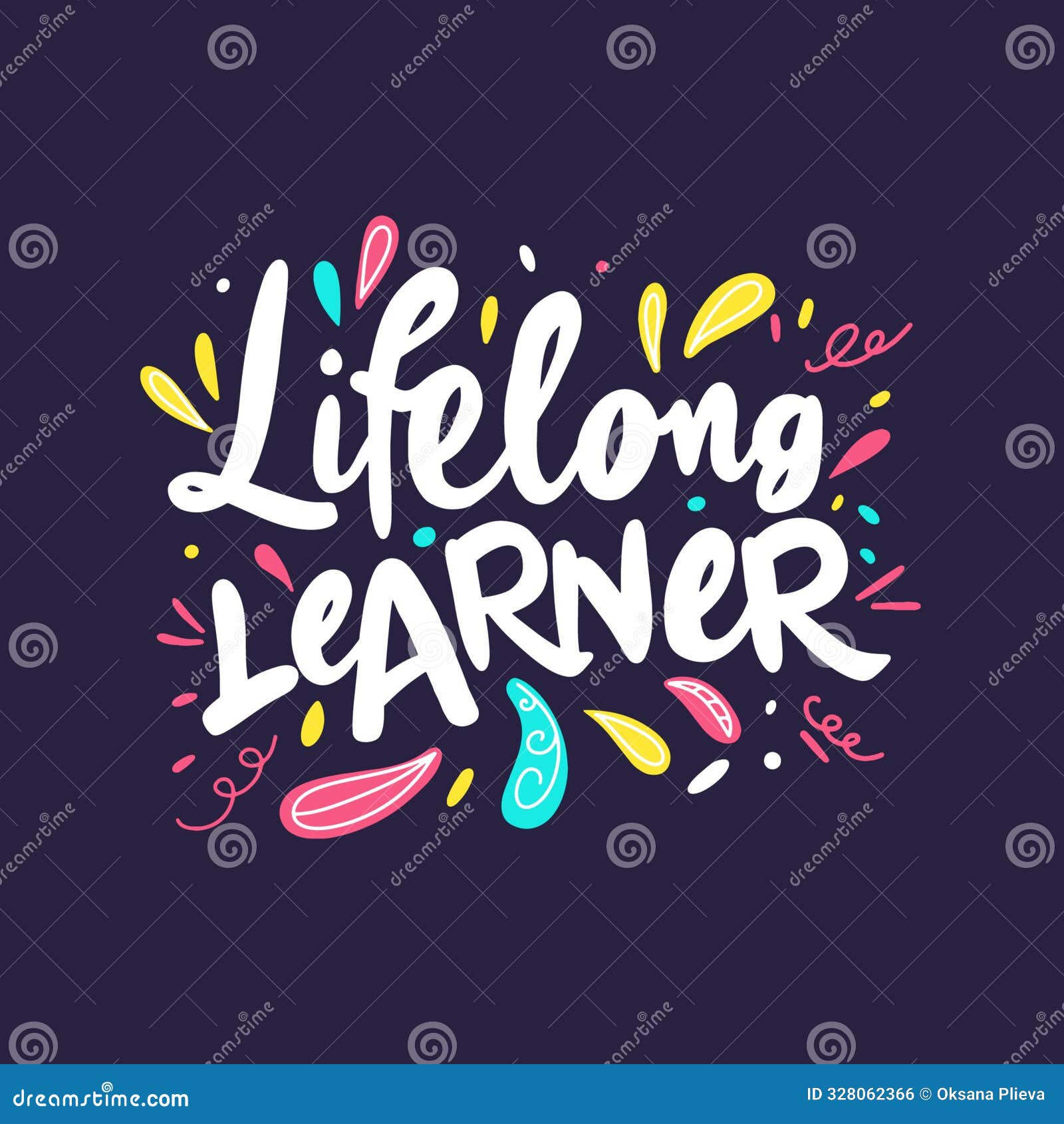 Hand Drawn Lettering Lifelong Learner Learning Beyond Age Stock Vector ...