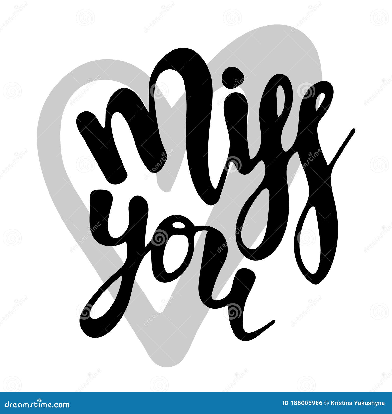 Hand Drawn Lettering Miss You Isolated on White Stock Vector ...