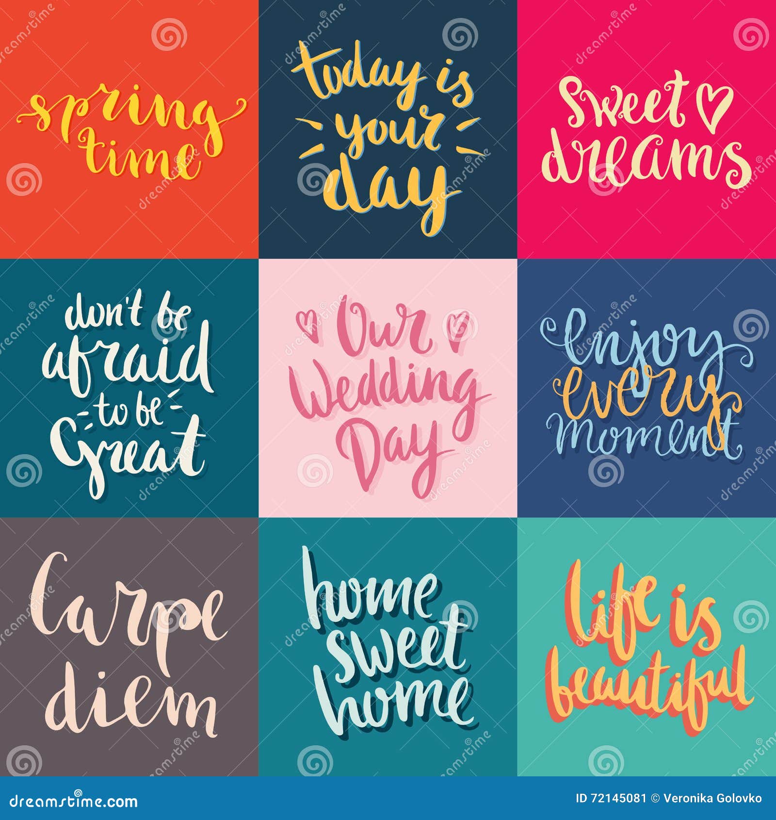 Hand Drawn Lettering Posters Collection Stock Vector - Illustration of ...