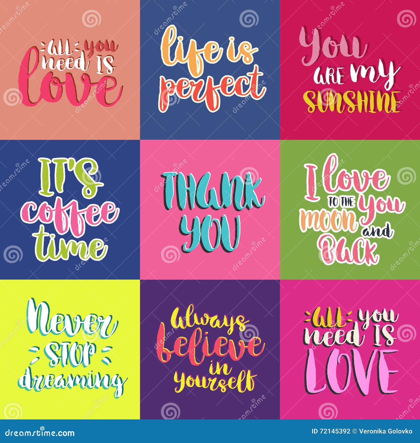 Hand Drawn Lettering Posters Collection Stock Vector - Illustration of ...