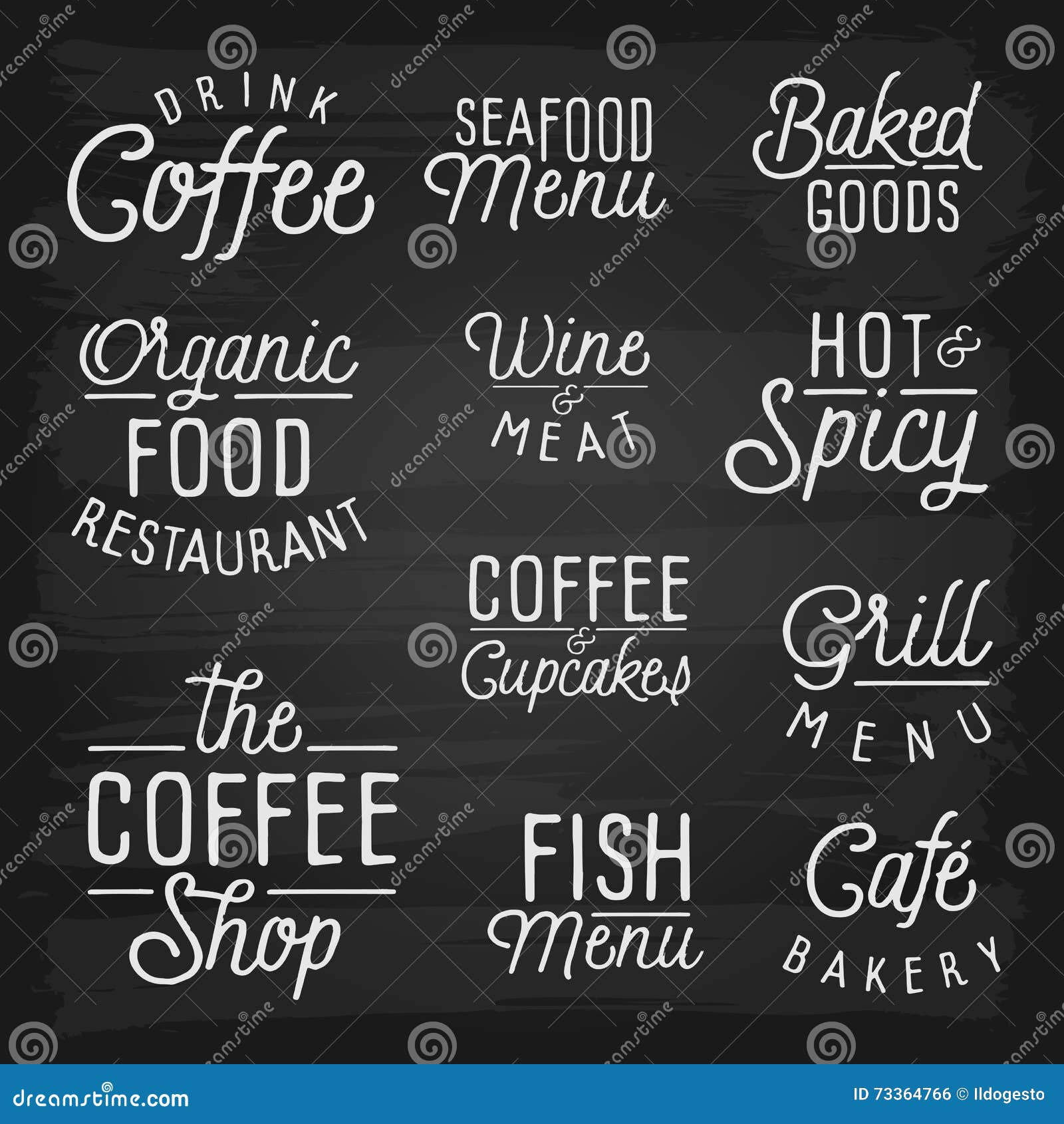 Hand Drawn Lettering Slogans for Cafe and Restaurant Stock Vector ...