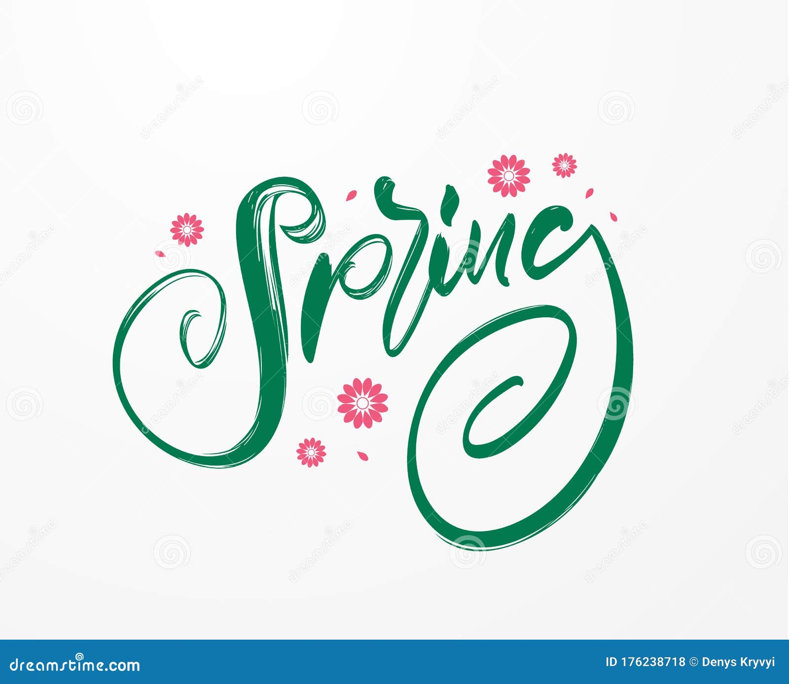 Hand Drawn Lettering of Spring. Handwritten Modern Brush Calligraphy ...