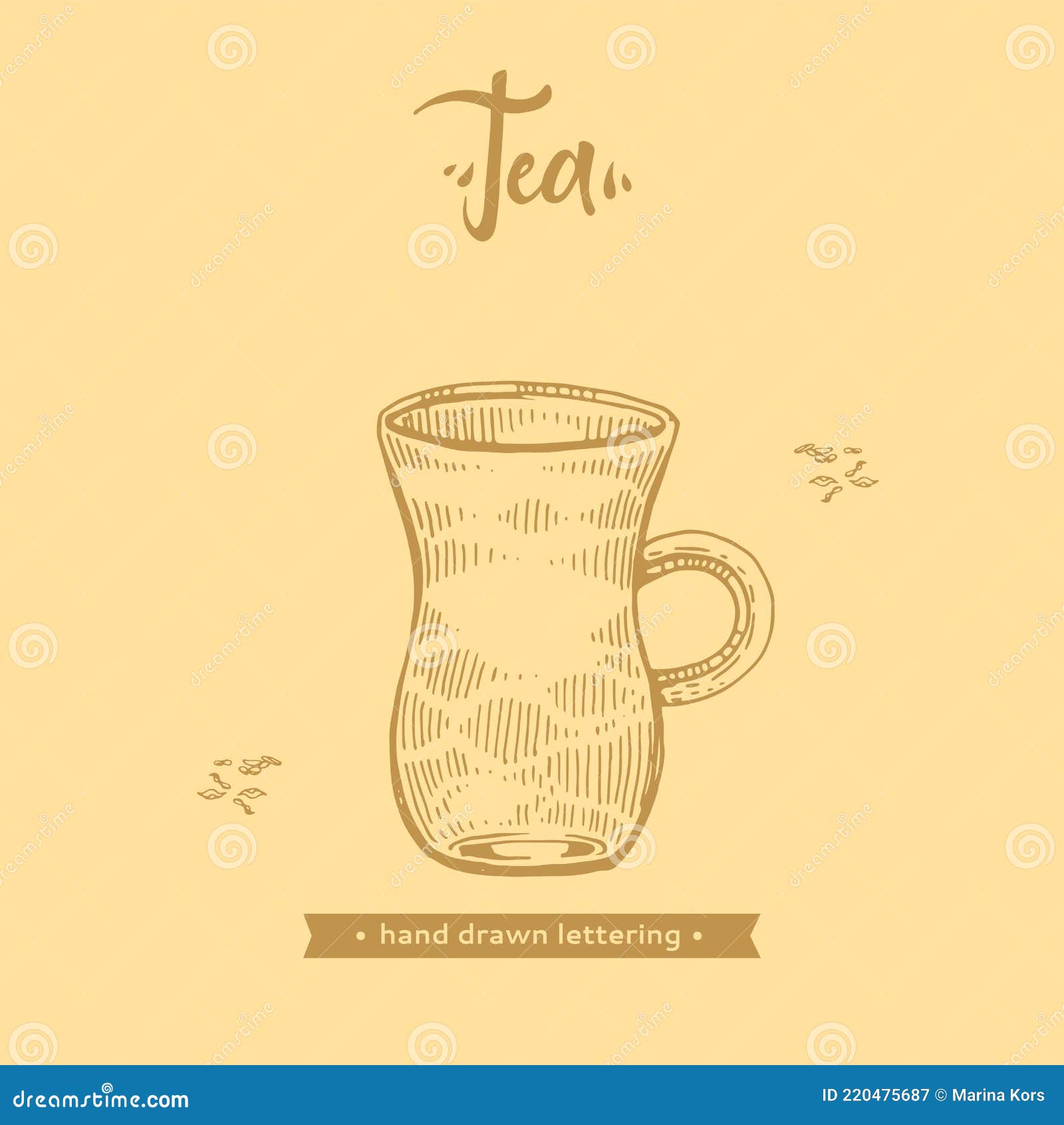 Hand-drawn Lettering Tea Jug on the Beige Background. Stock Vector ...