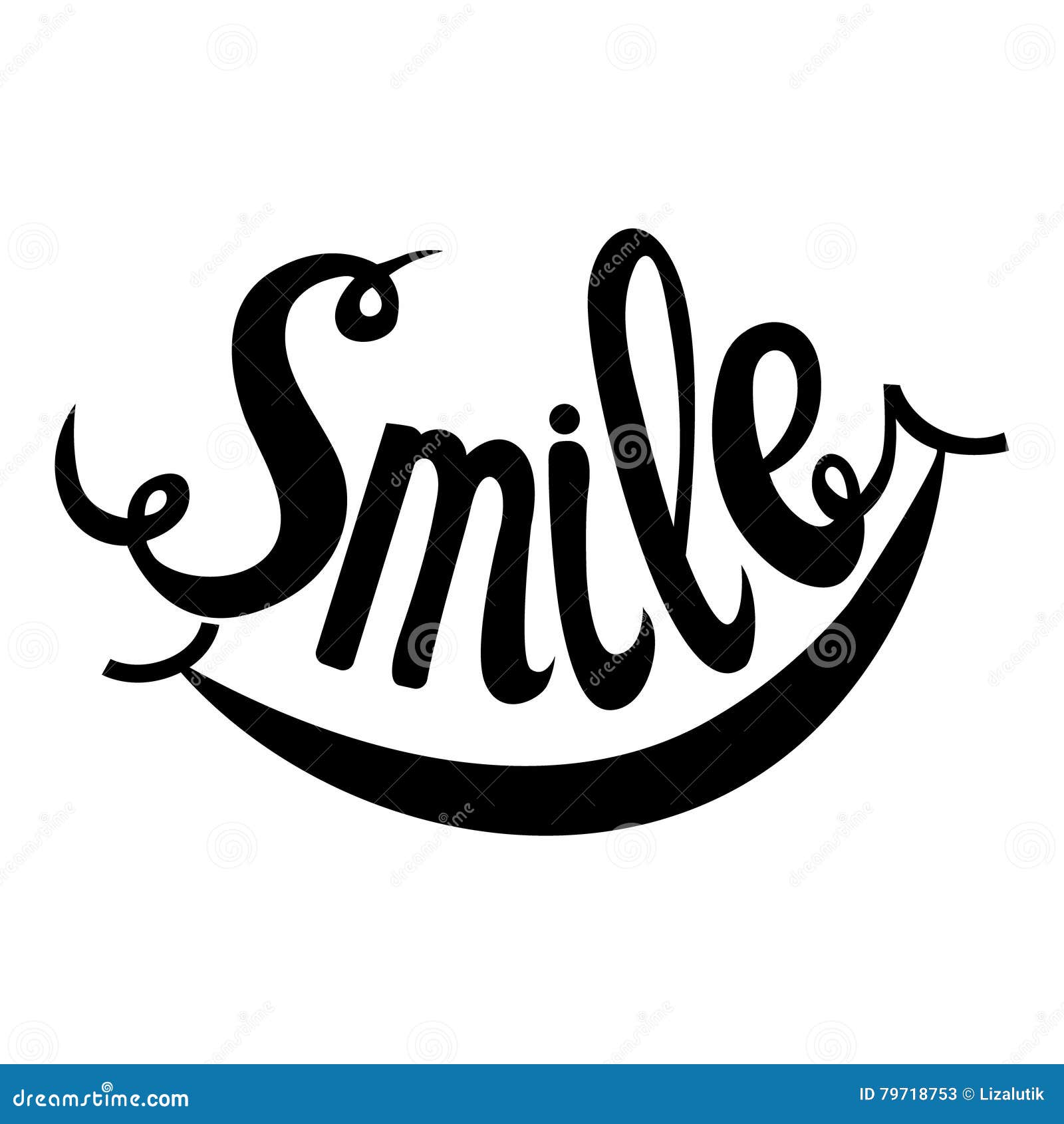 Hand Drawn Lettering Word Smile Stock Vector - Illustration of ...