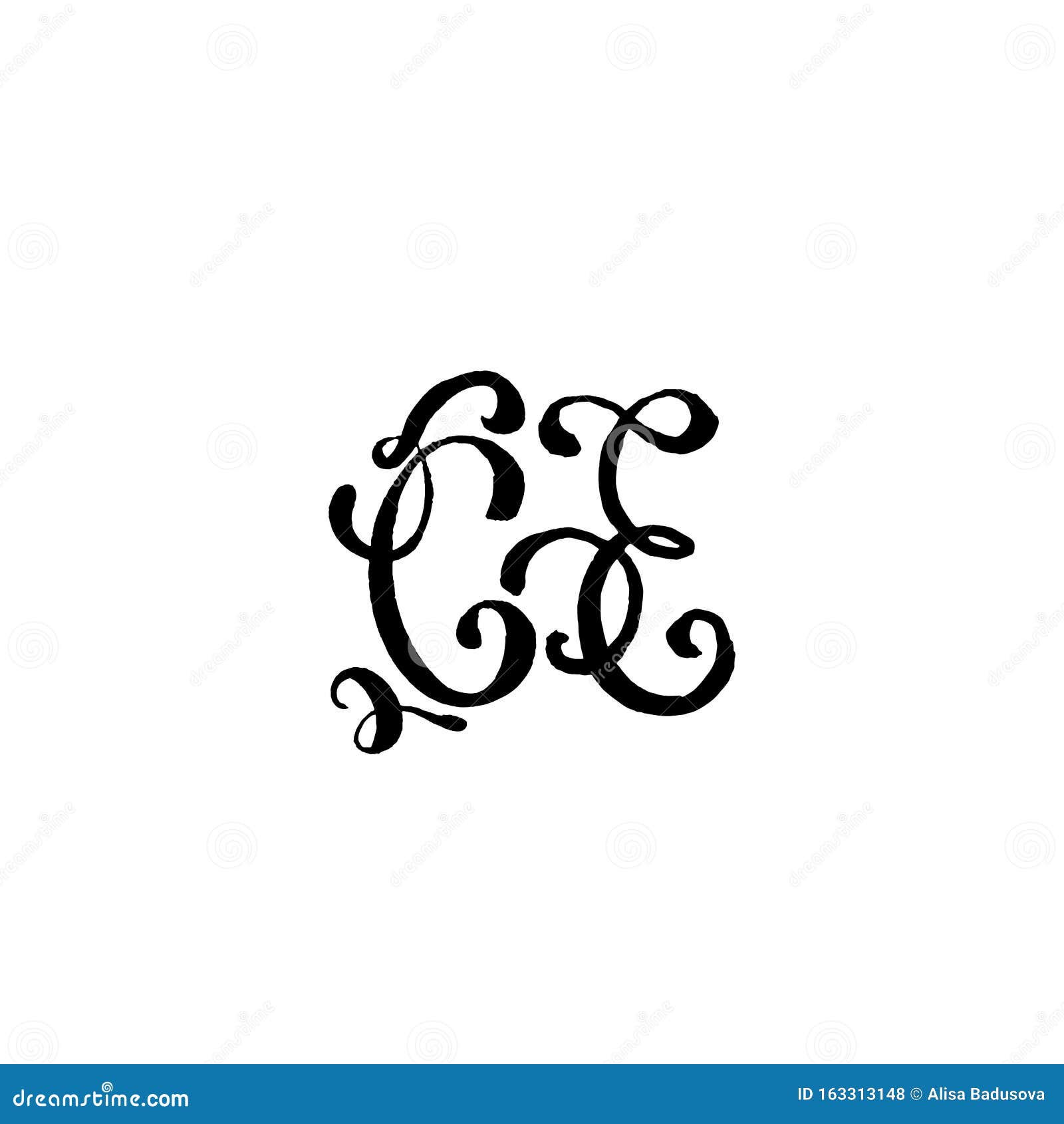 Hand Drawn Letters C and E for Wedding Logo Monogram Design on White ...