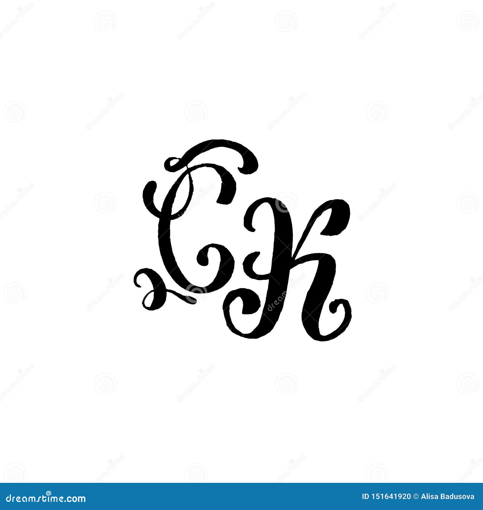 Hand Drawn Letters C and K for Wedding Logo Monogram Design on White ...