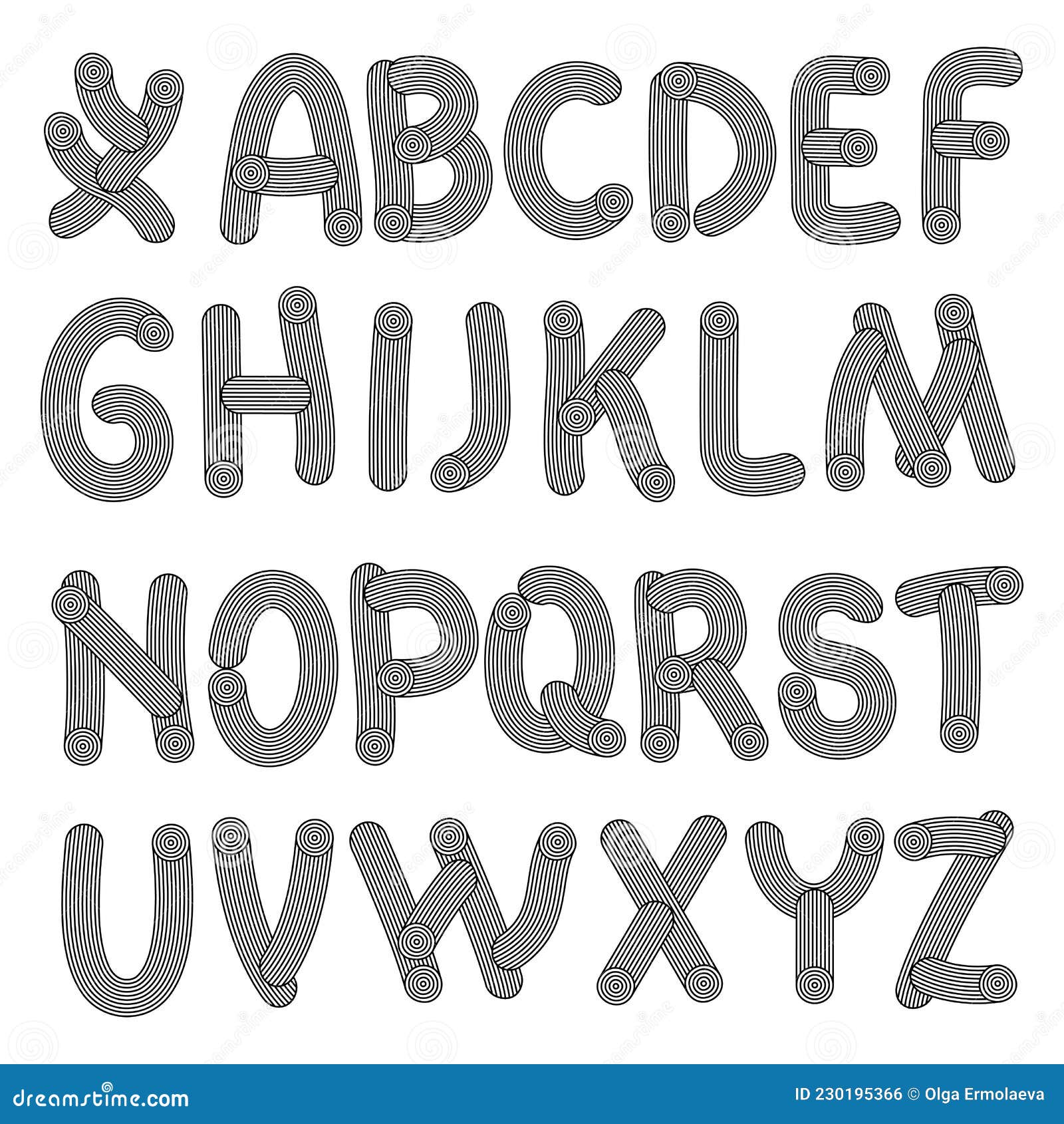 Hand drawn letters. stock vector. Illustration of decoration - 230195366