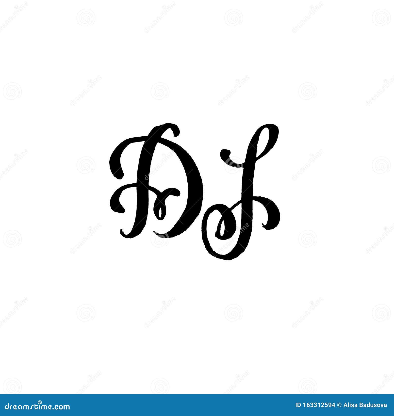 Hand Drawn Letters D and I for Wedding Logo Monogram Design on White ...