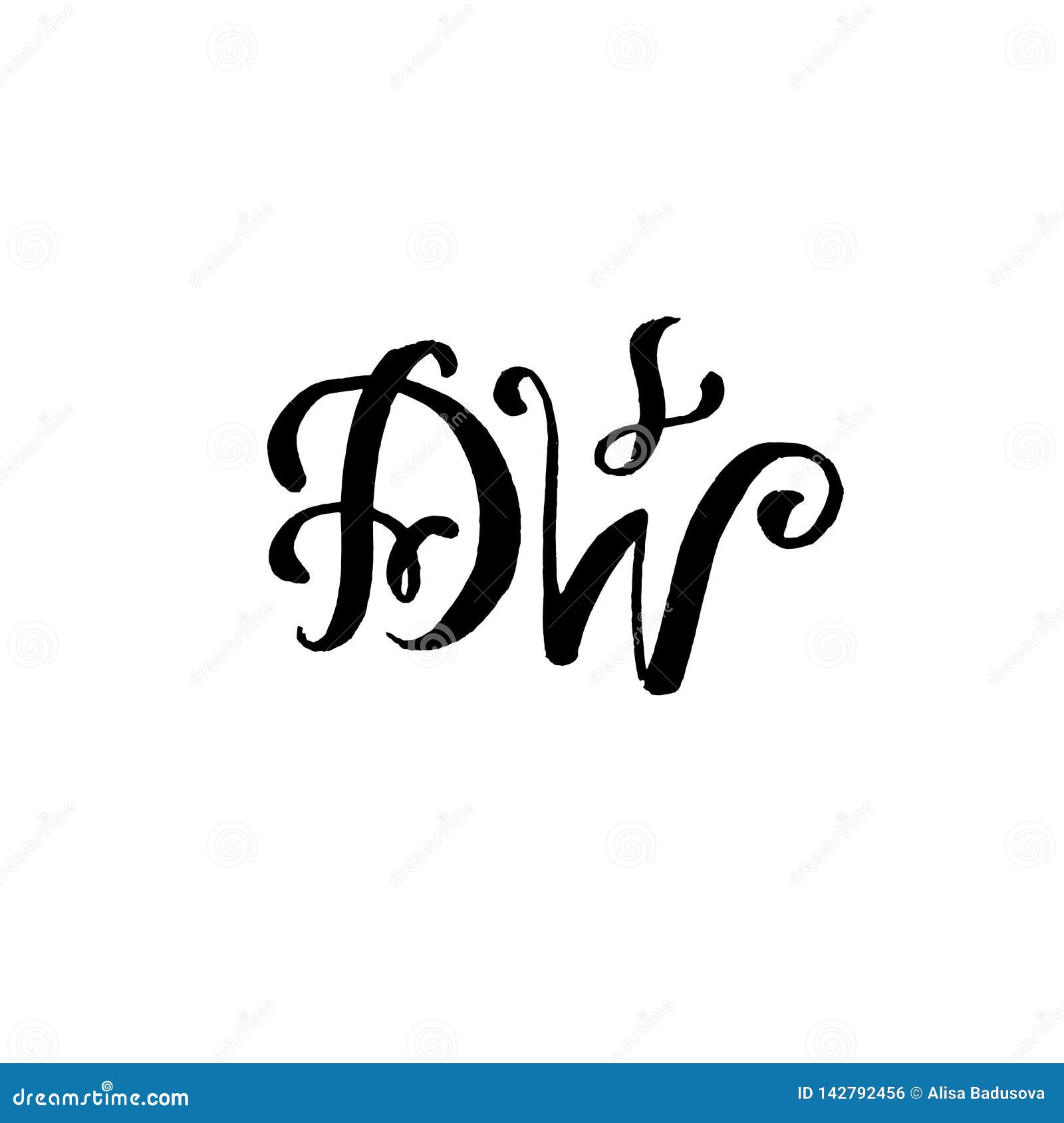 Hand Drawn Letters D and W for Wedding Logo Monogram Design on White ...