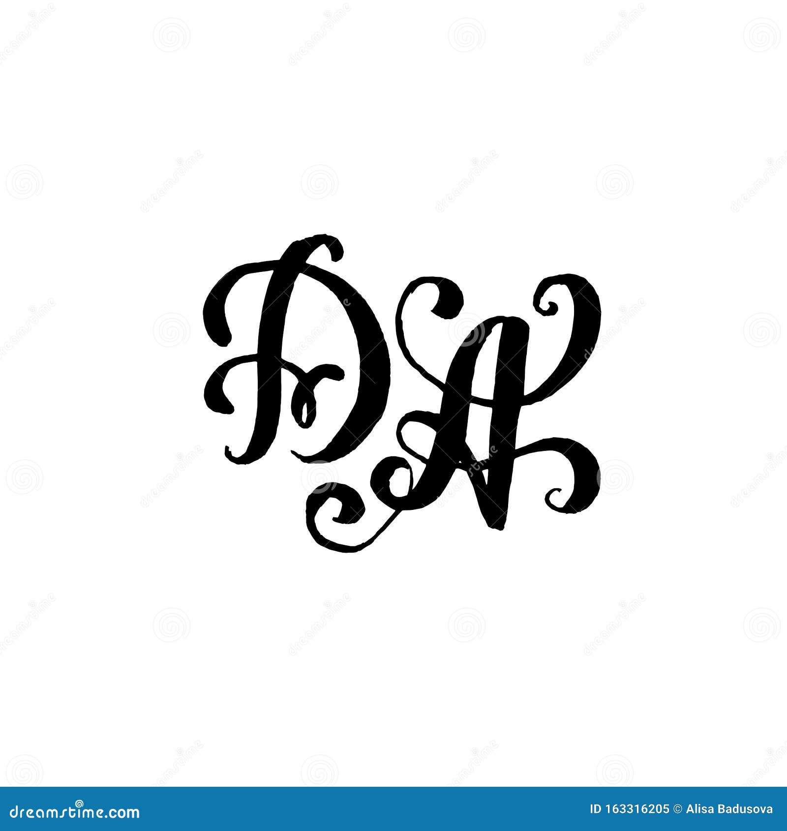 Hand Drawn Letters D and a for Wedding Logo Monogram Design on White ...