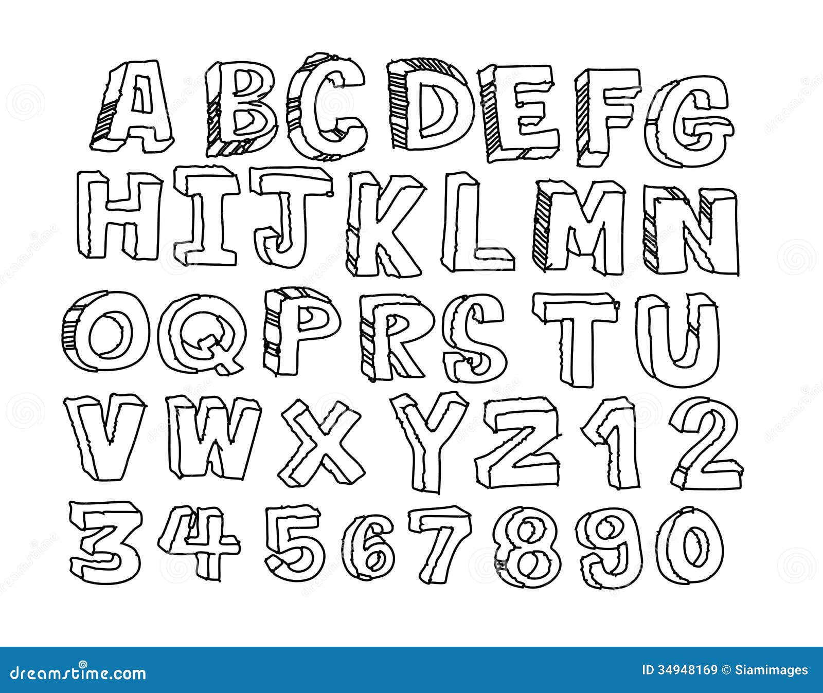 Hand Drawn Letters Font Royalty Free Stock Images - Image: 34948169