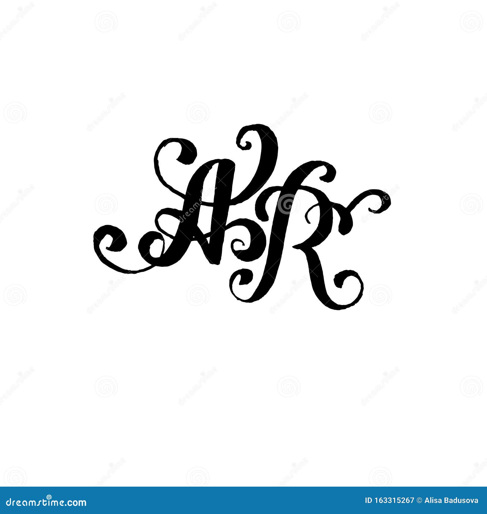 Hand Drawn Letters a and R for Wedding Logo Monogram Design on White ...