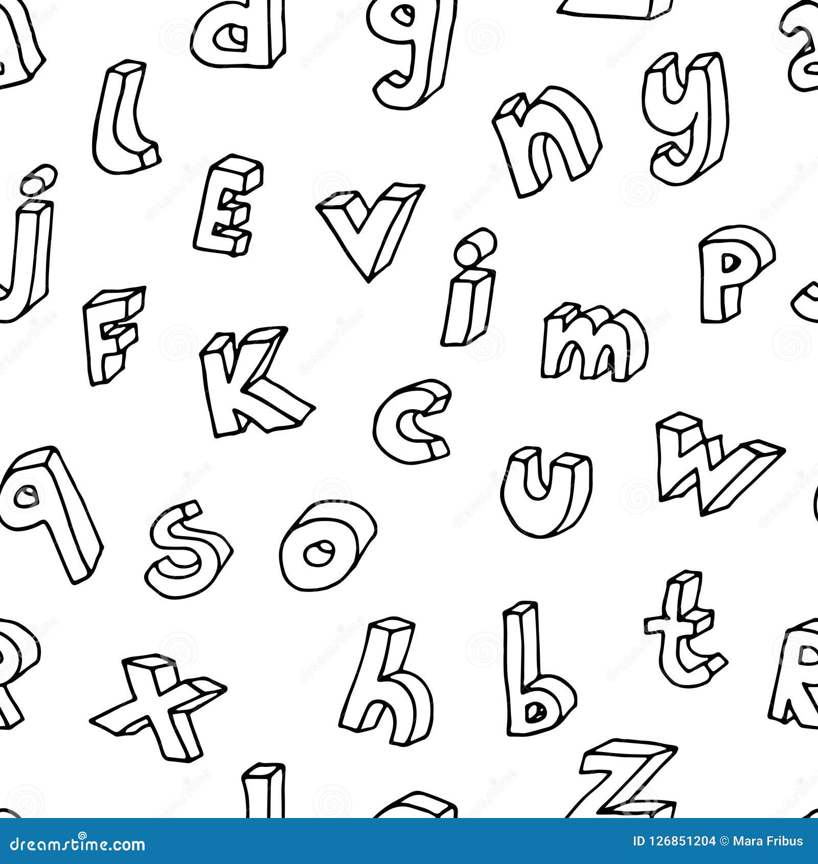 Hand Drawn Letters Seamless Pattern Stock Vector - Illustration of ...
