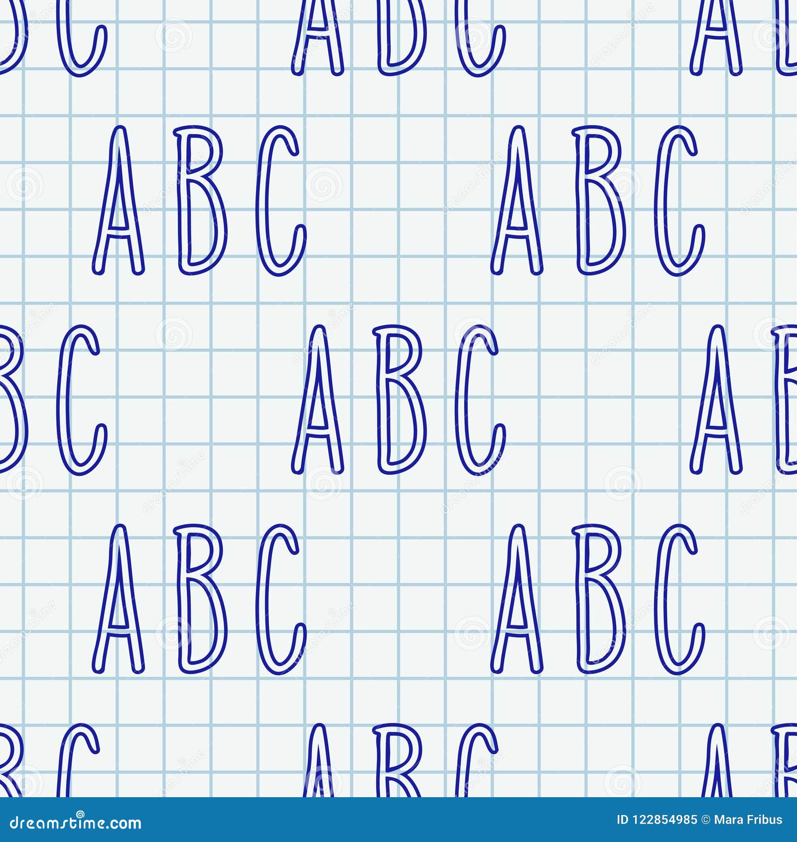 Hand Drawn Abc Seamless Pattern Stock Vector - Illustration of script ...