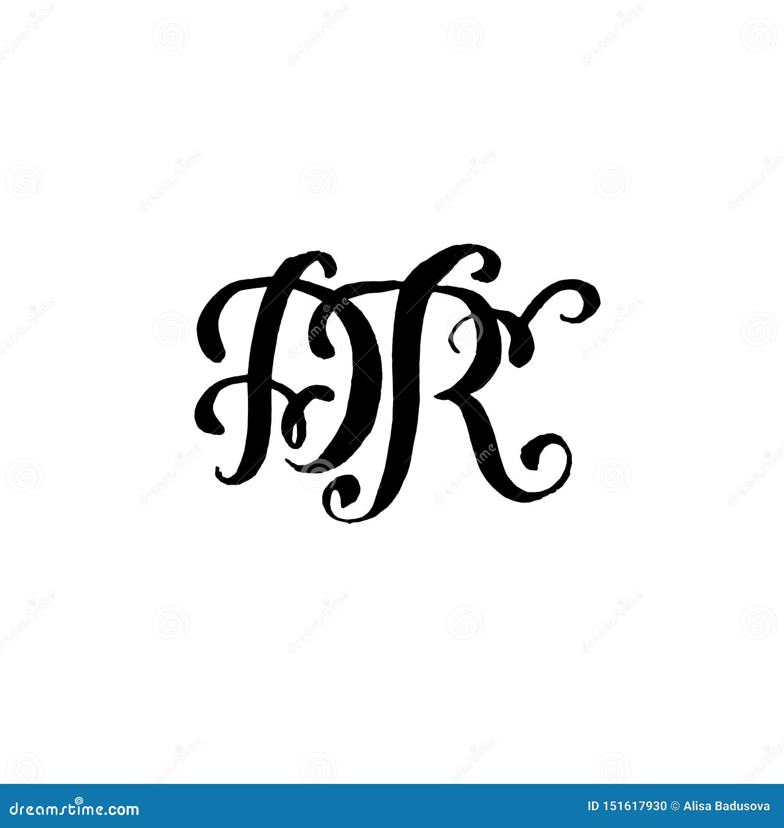 Hand Drawn Letters D and R for Wedding Logo Monogram Design on White ...