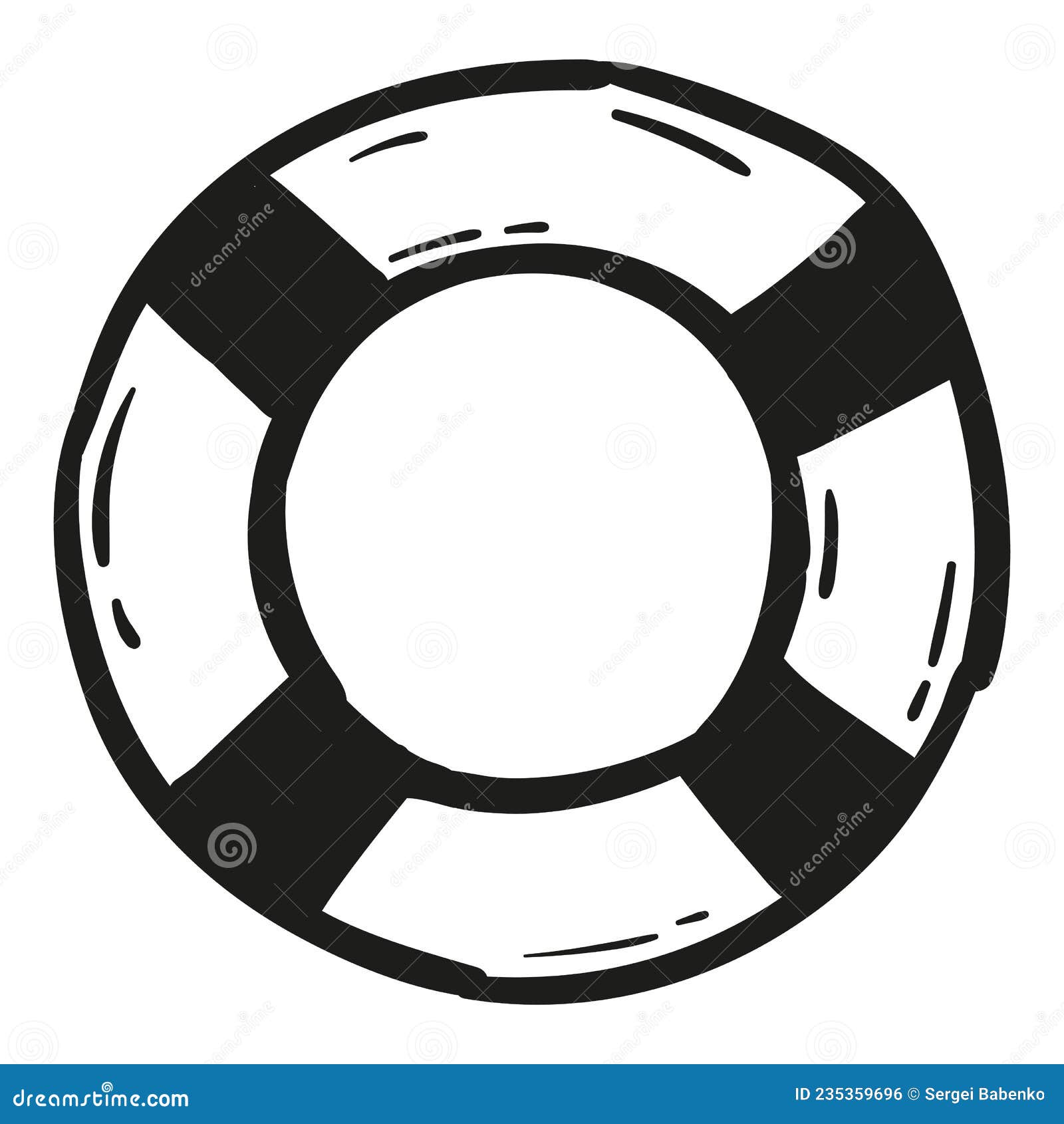 Hand Drawn Life Ring Icon in Doodle Style Isolated Stock Vector ...