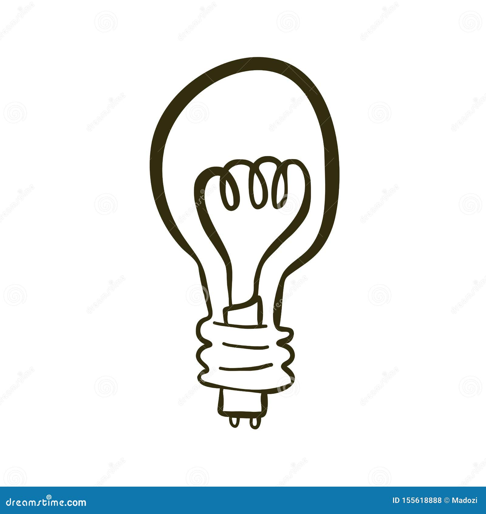 Hand drawn Light bulb stock vector. Illustration of energy - 155618888