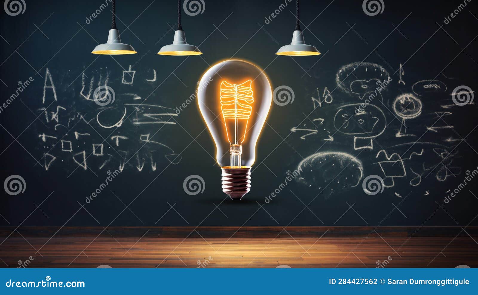 Hand-drawn Light Bulb on Chalkboard Symbolizing Creativity Stock ...