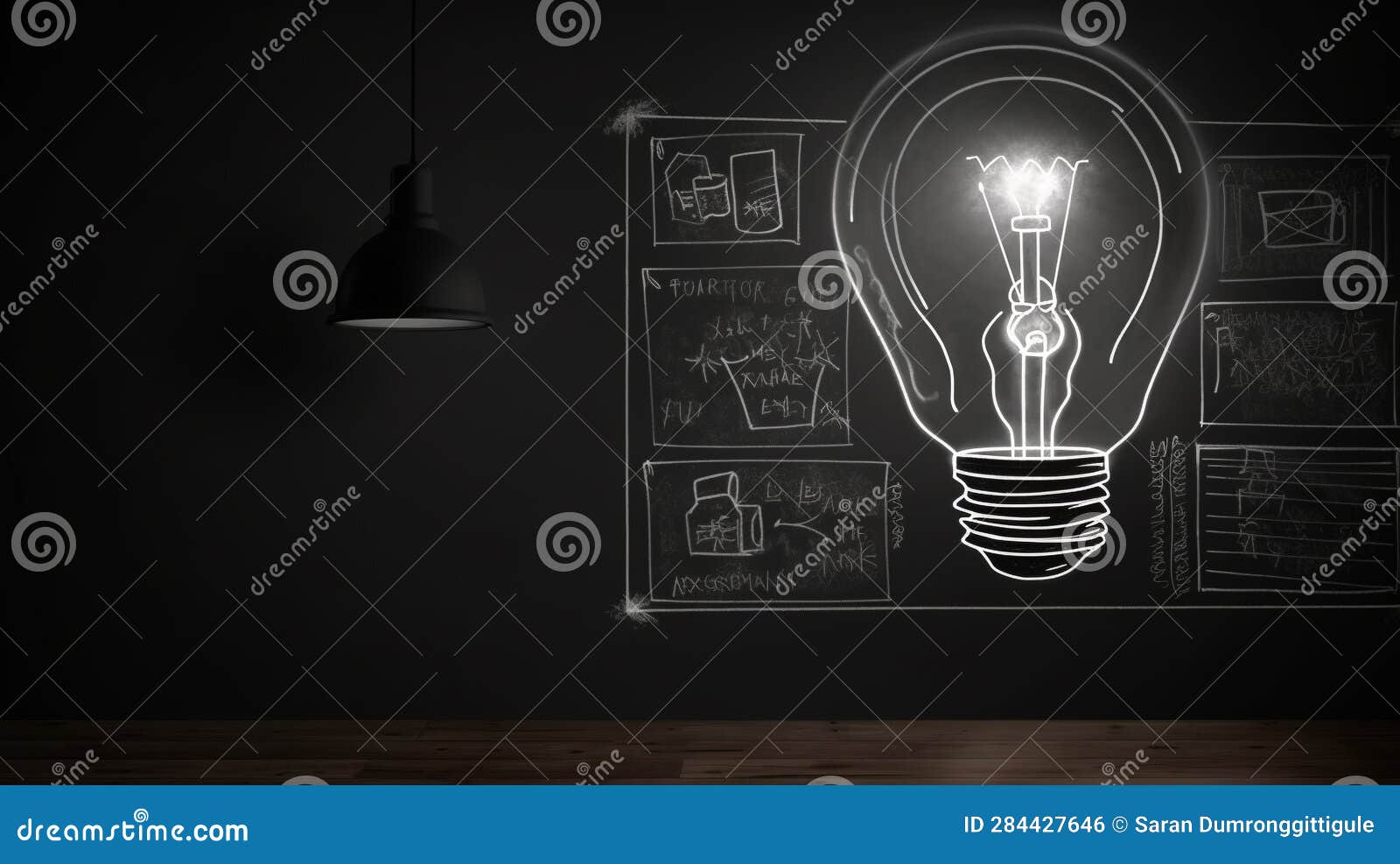 Hand-drawn Light Bulb on Chalkboard Symbolizing Creativity Stock ...