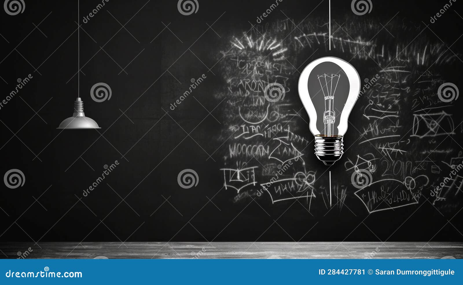 Hand-drawn Light Bulb on Chalkboard Symbolizing Creativity Stock ...