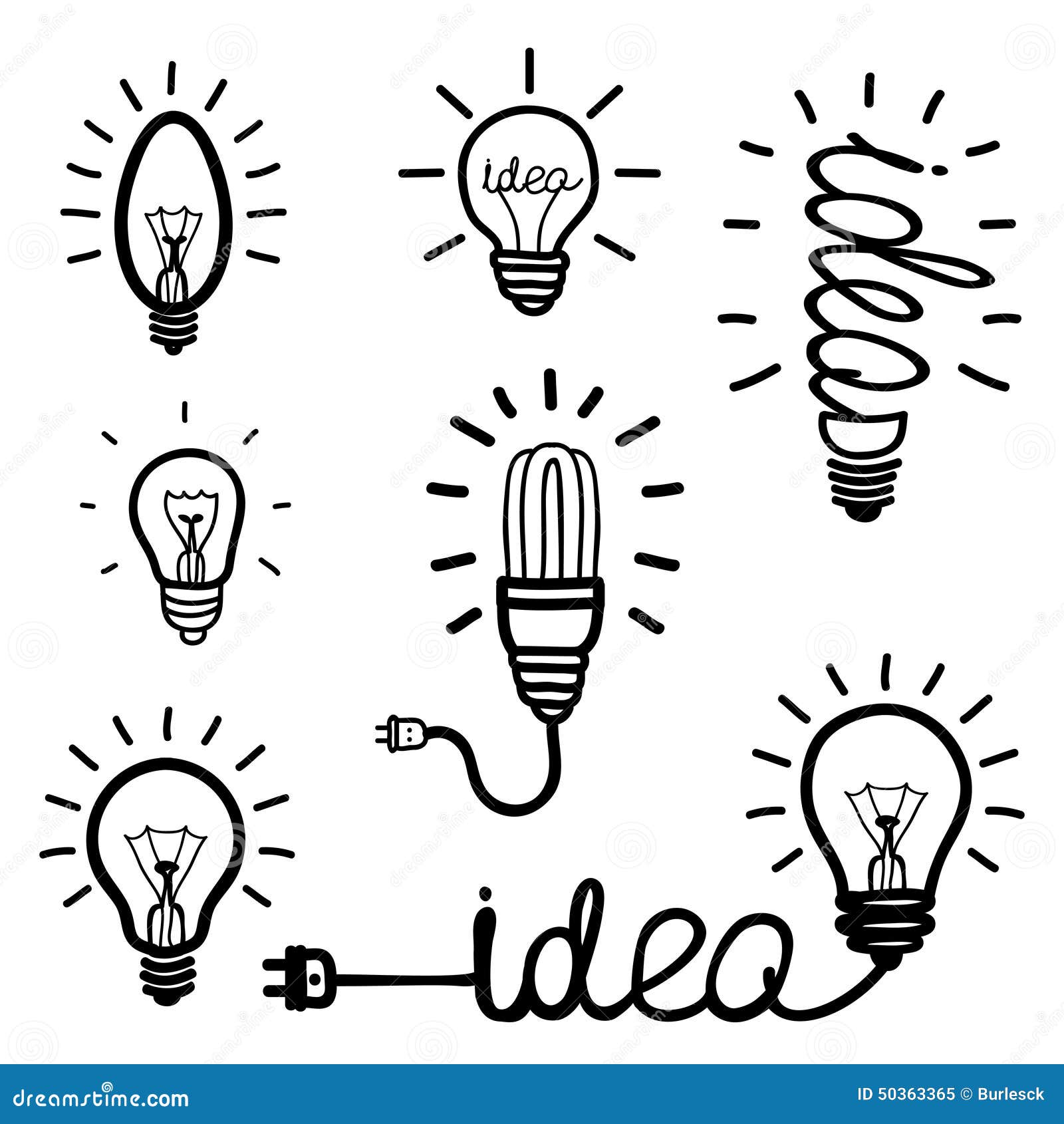 Hand Drawn Light Bulb Icons Stock Vector - Illustration of inspiration ... Hand Drawn Light Bulb Icons Stock Vector - Illustration of inspiration ...