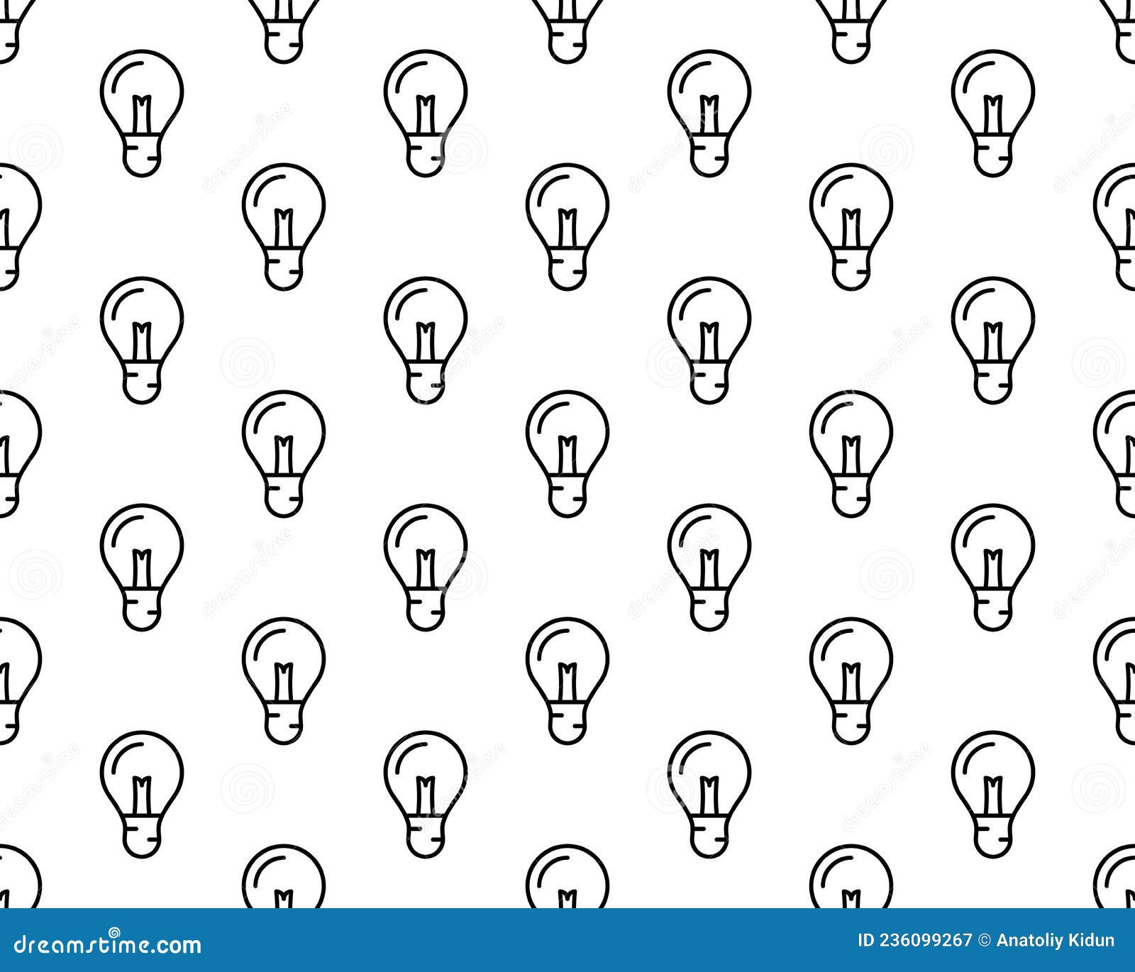 Hand Drawn Light Bulb Seamless Pattern Background. Business Flat Vector ...