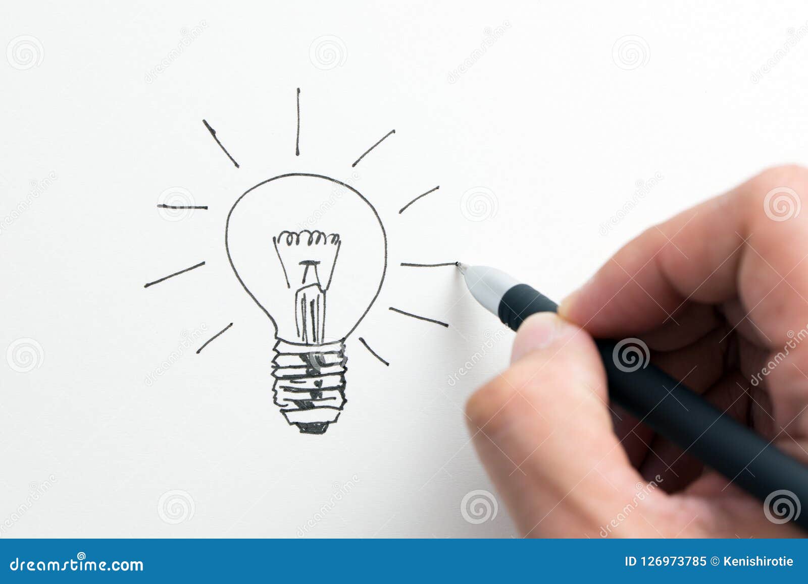 Hand drawn light bulb stock image. Image of invention - 126973785