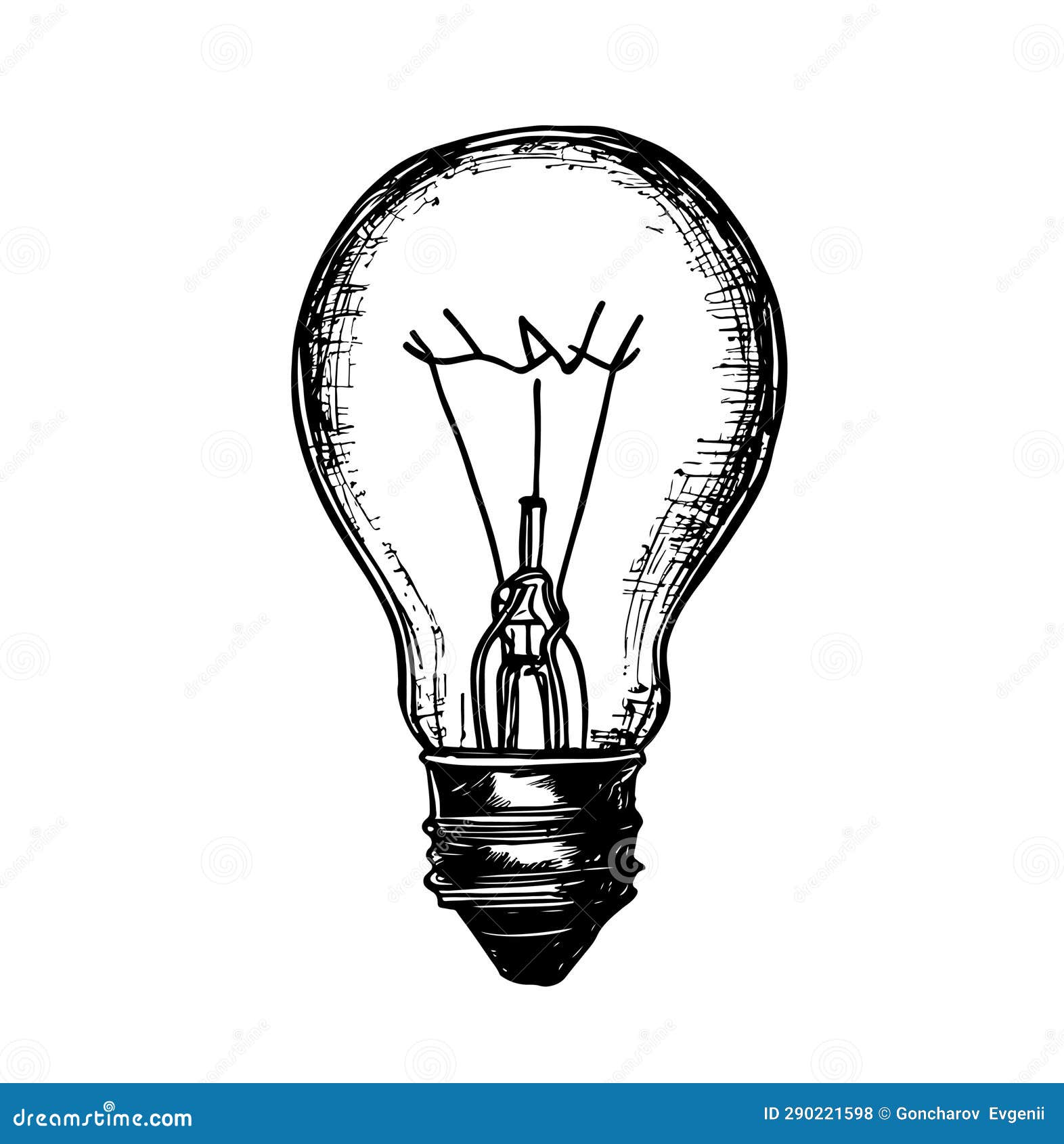 Hand Drawn Light Bulb. Vector Illustration. Vector Light Bulb Icon with ...