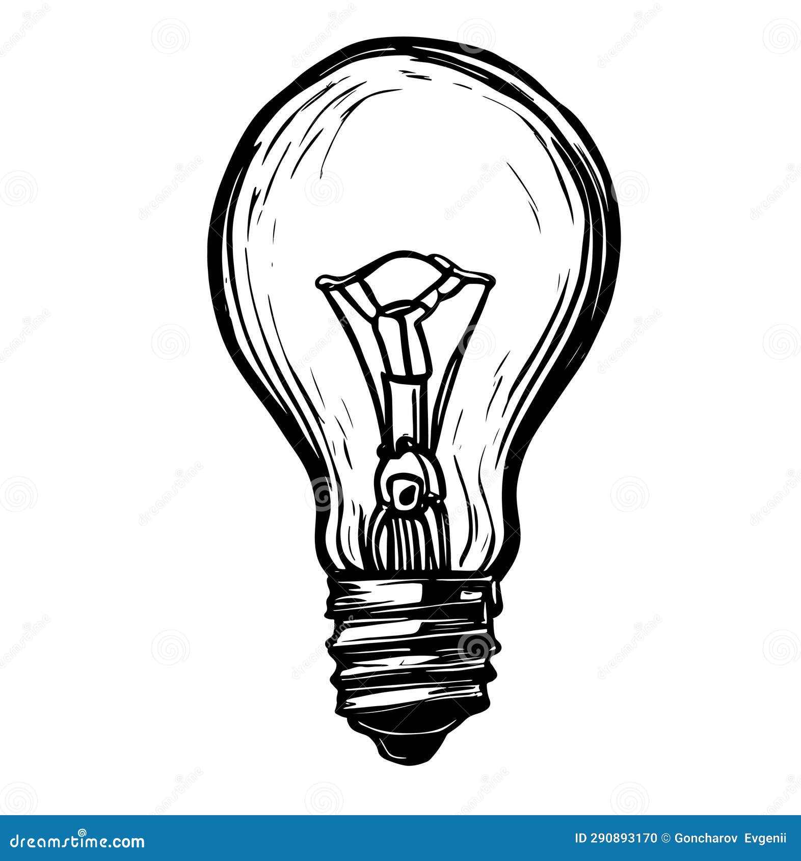 Hand Drawn Light Bulb. Vector Illustration. Vector Light Bulb Icon with ...
