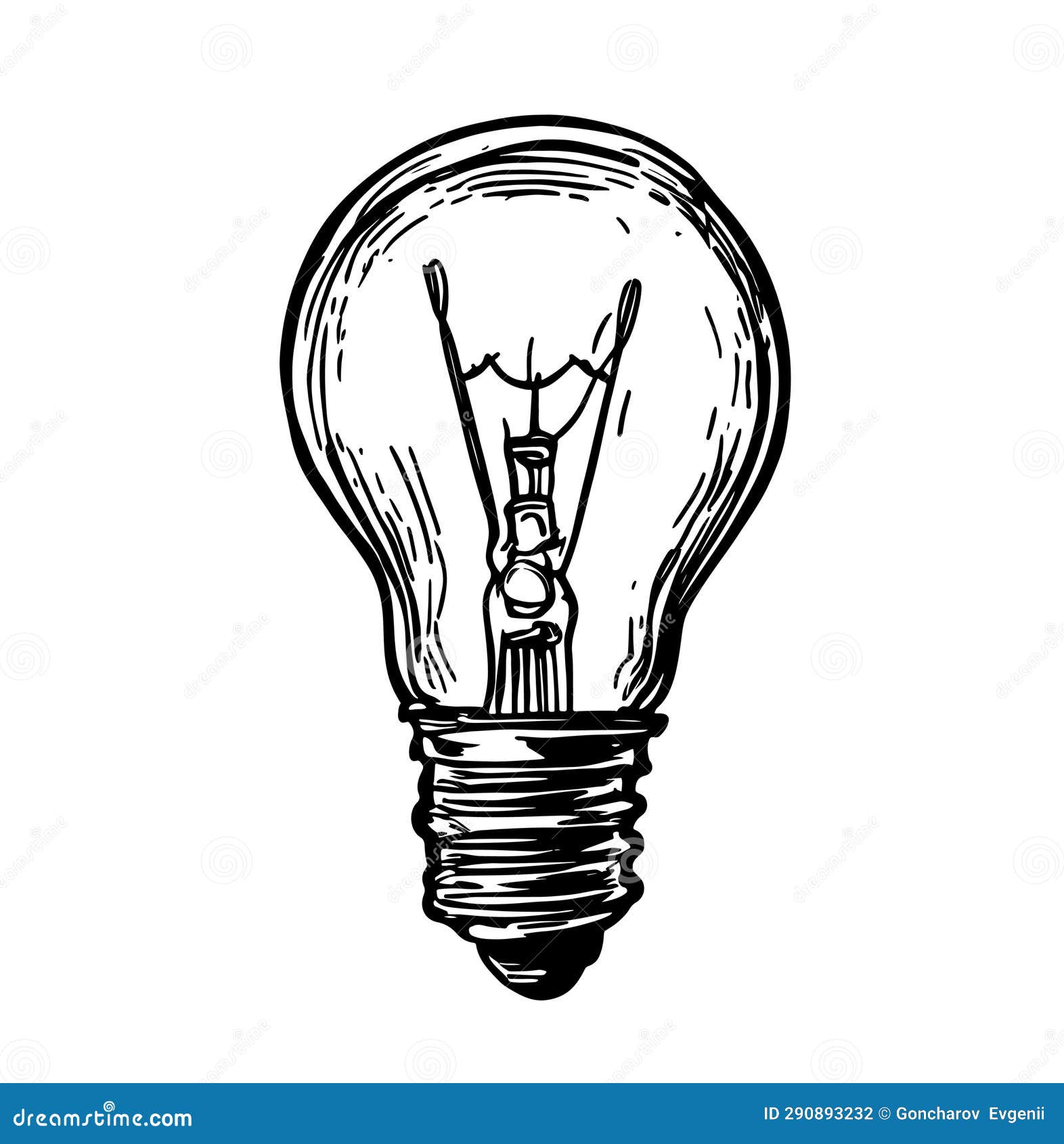 Hand Drawn Light Bulb. Vector Illustration. Vector Light Bulb Icon with ...
