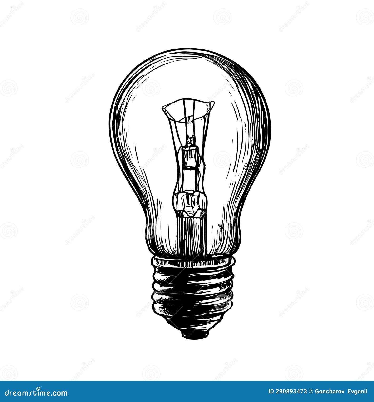 Hand Drawn Light Bulb. Vector Illustration. Vector Light Bulb Icon with ...