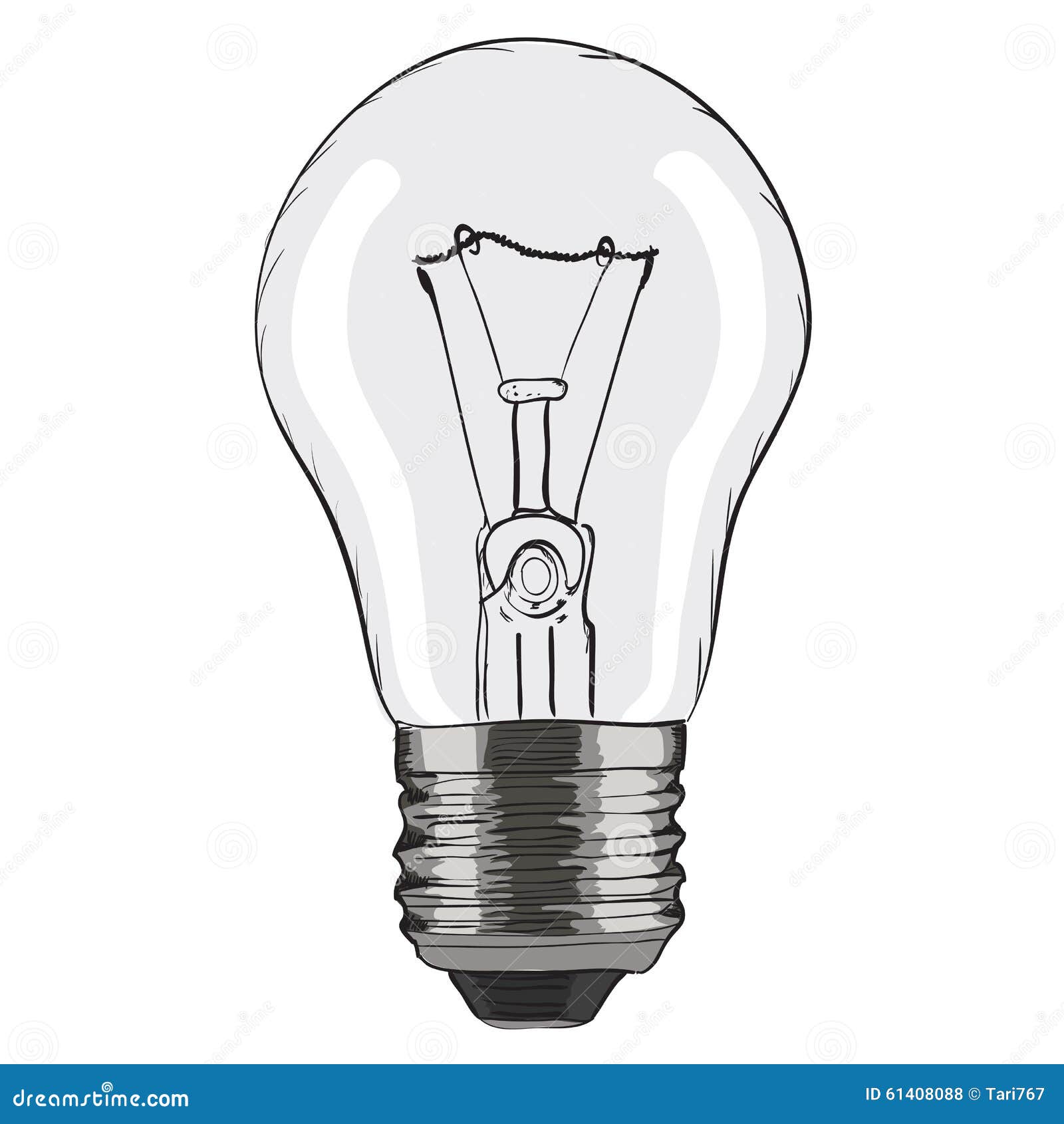 Hand-drawn Light Bulb on White Background Stock Vector - Illustration ...