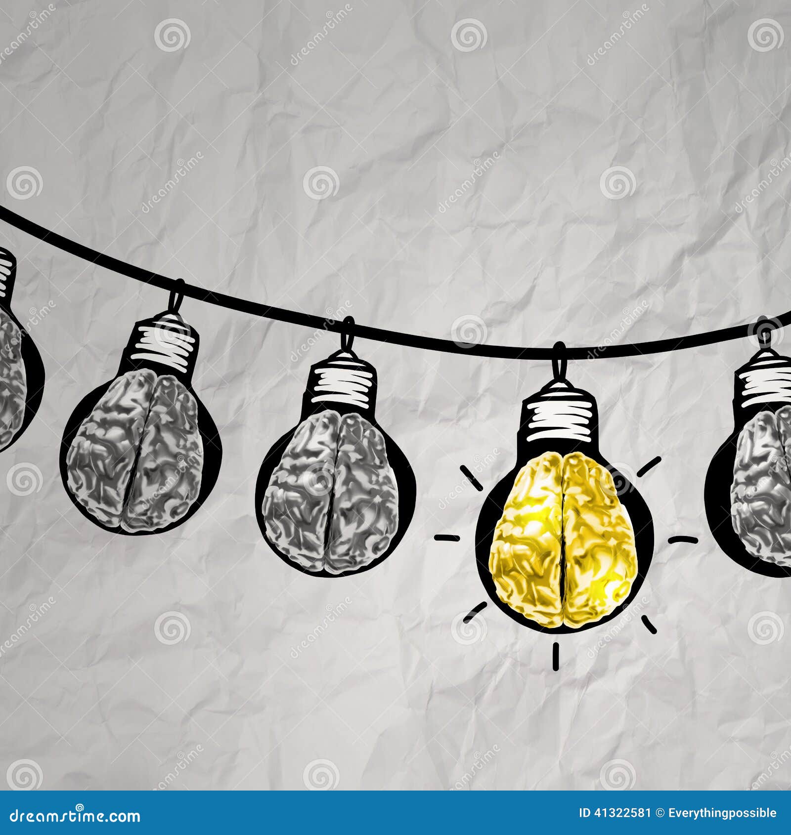 Hand Drawn Light Bulb on Wire Doodle Stock Image - Image of concepts ...