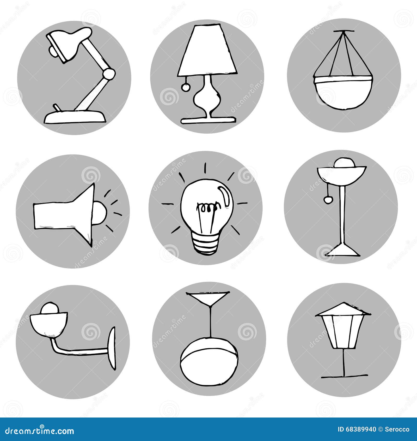 Hand Drawn Light Icons Set. Stock Vector - Illustration of electrical ...