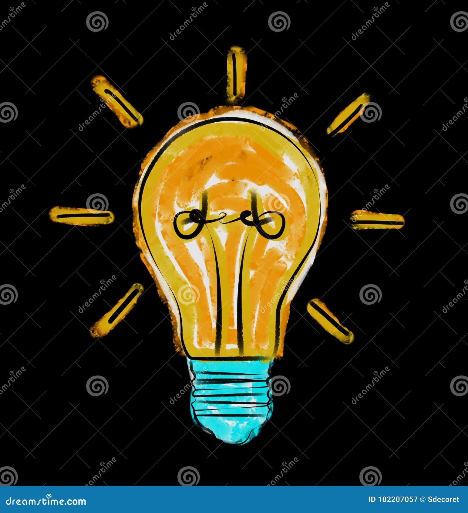 Hand Drawn Lightbulb Sketch Stock Illustration - Illustration of ...