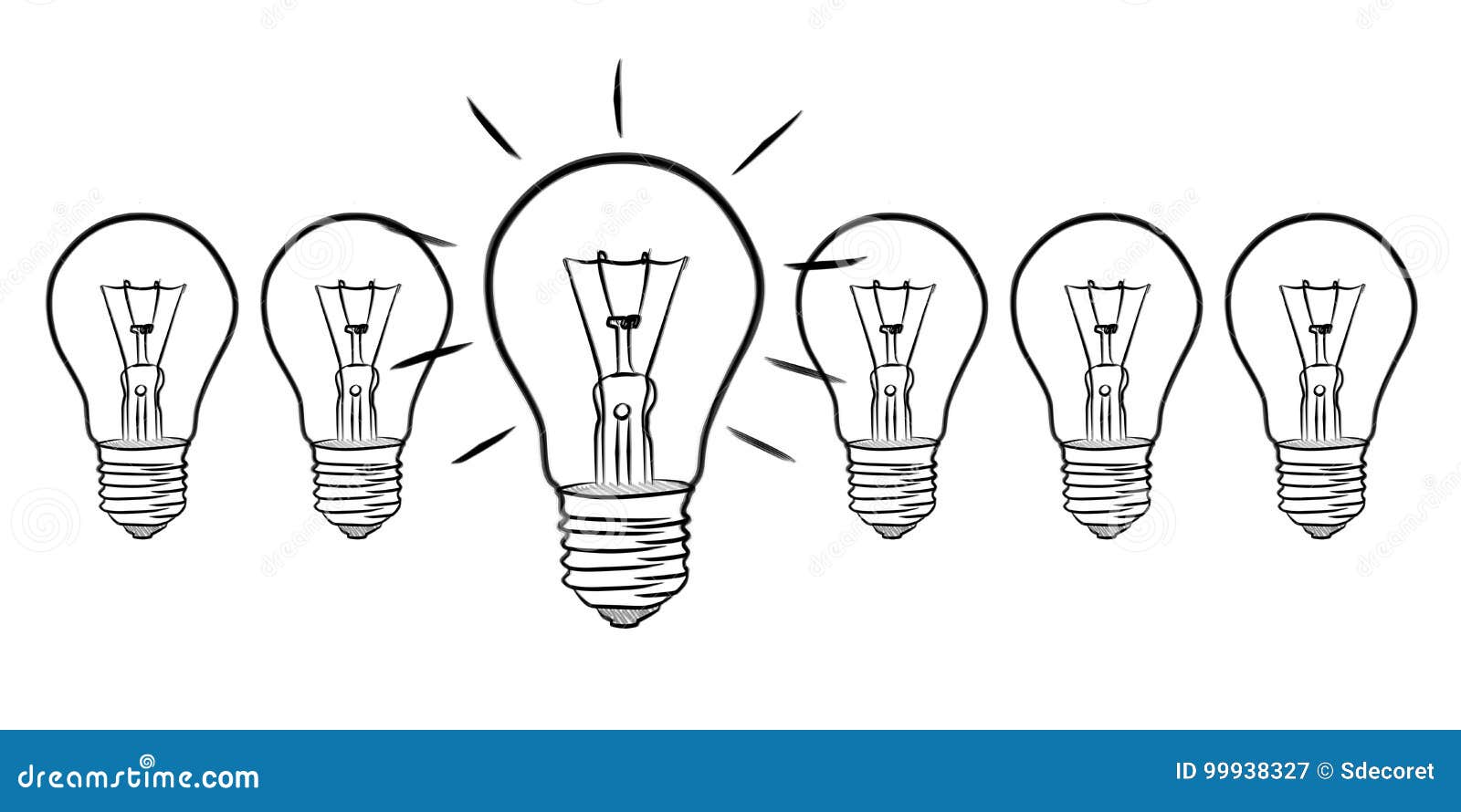 Hand-drawn Lightbulb Sketch Stock Illustration - Illustration of idea ...