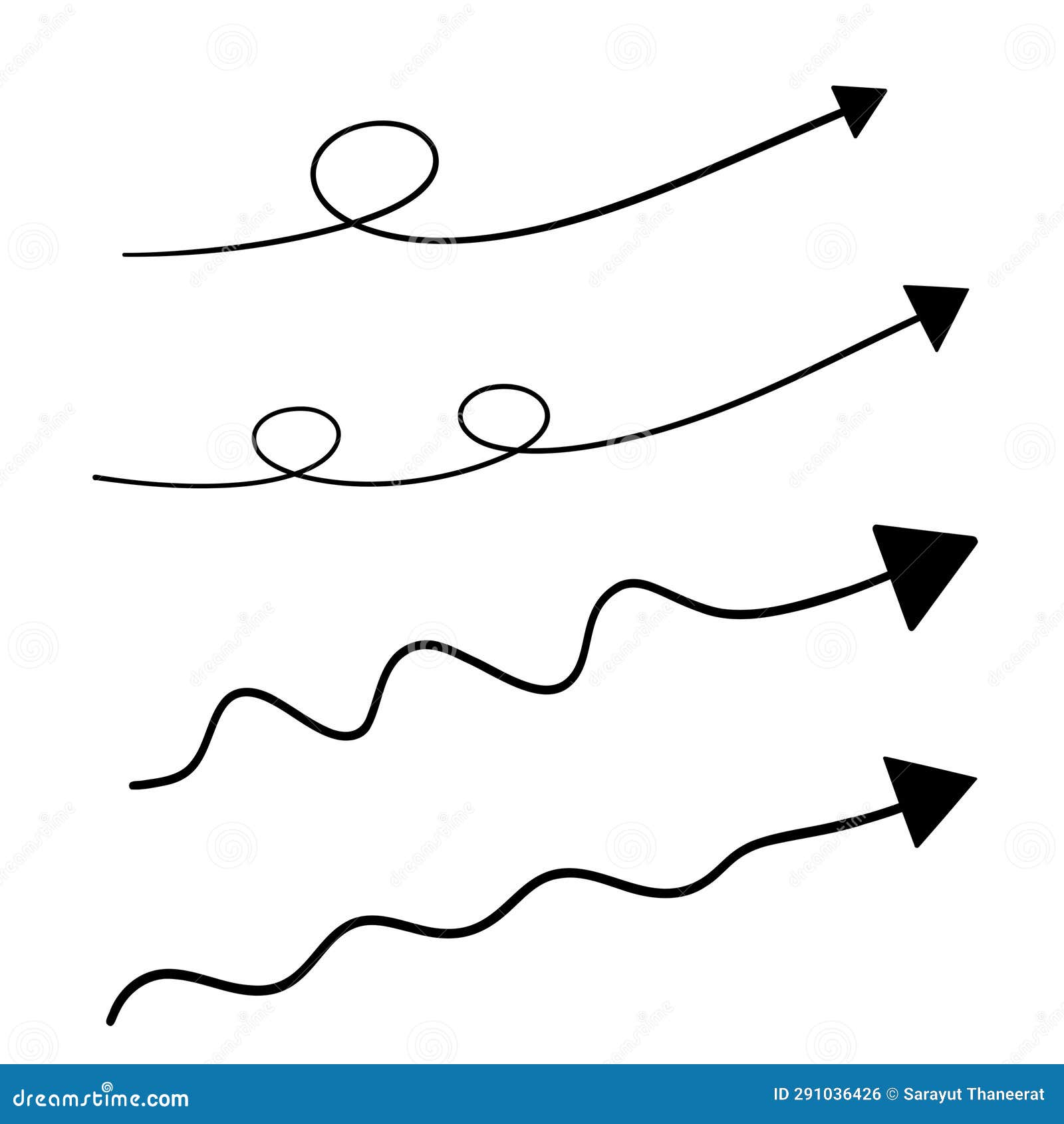 Hand Drawn Line Arrows on White Background. Isolated Stock Photo ...