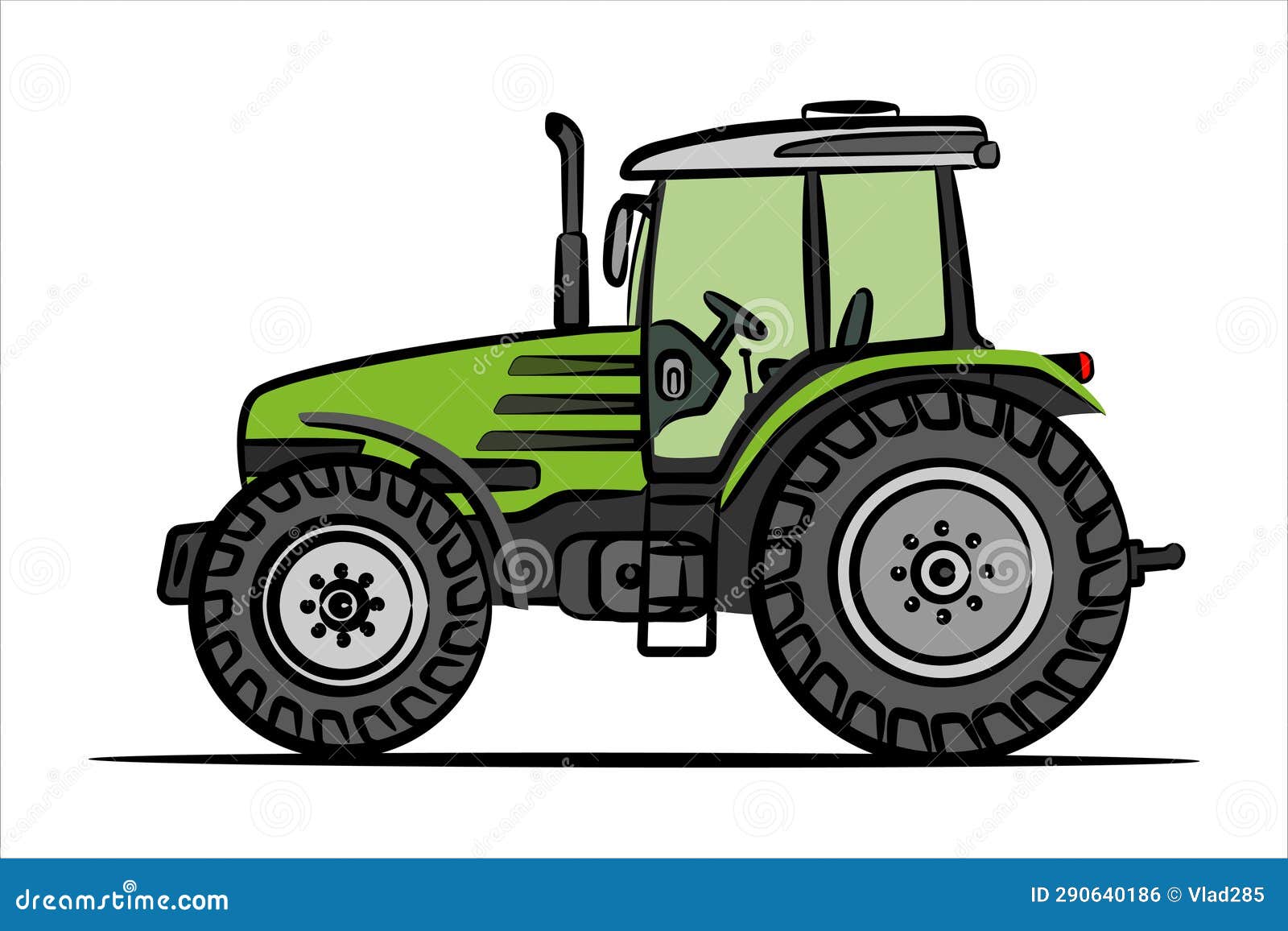 A Hand Drawn Art of a Green Tractor. Stock Illustration - Illustration ...