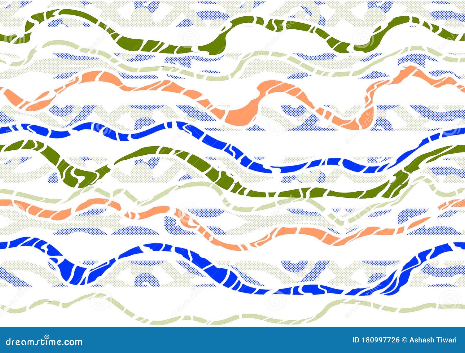 Hand Drawn Line Border Pattern with Stripes. Stock Illustration ...