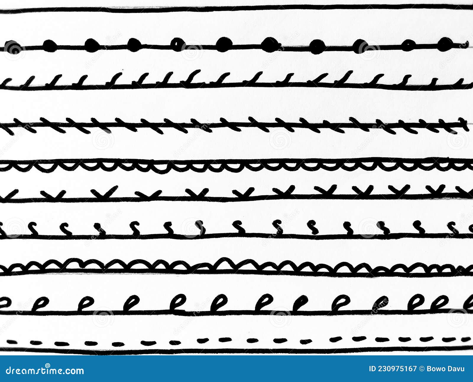 Hand Drawn Line Border Set and Scribble. Outline Drawing by Hand. Stock ...