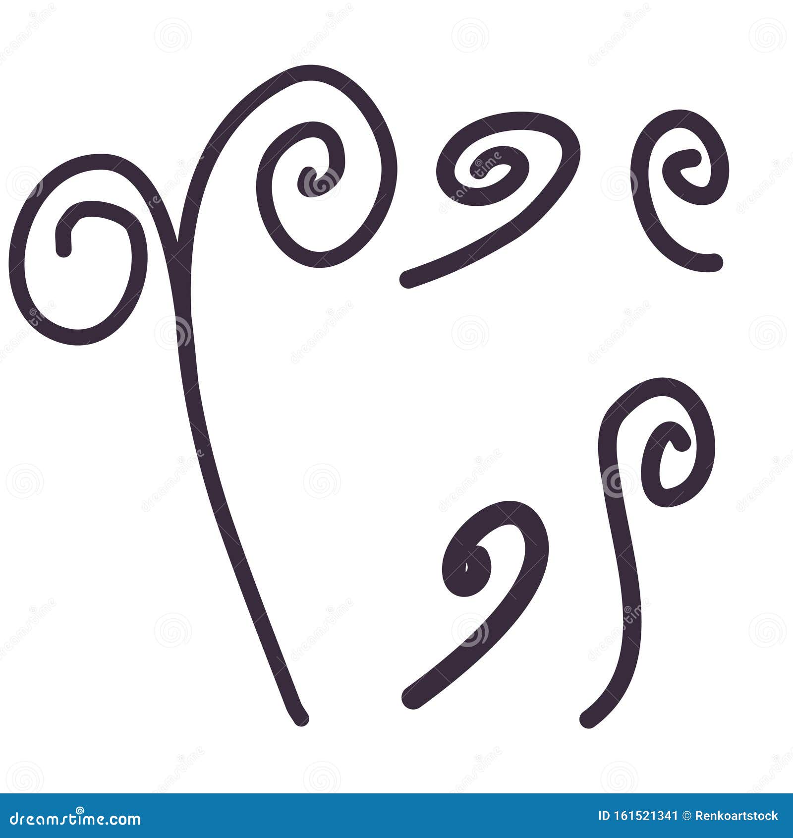 Hand Drawn Line Doodle Curl Set in Vintage Style. Stock Vector ...