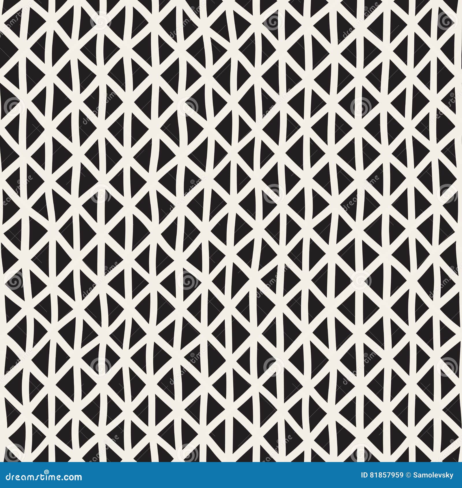 Hand Drawn Line Lattice. Vector Seamless Black and White Pattern. Stock ...