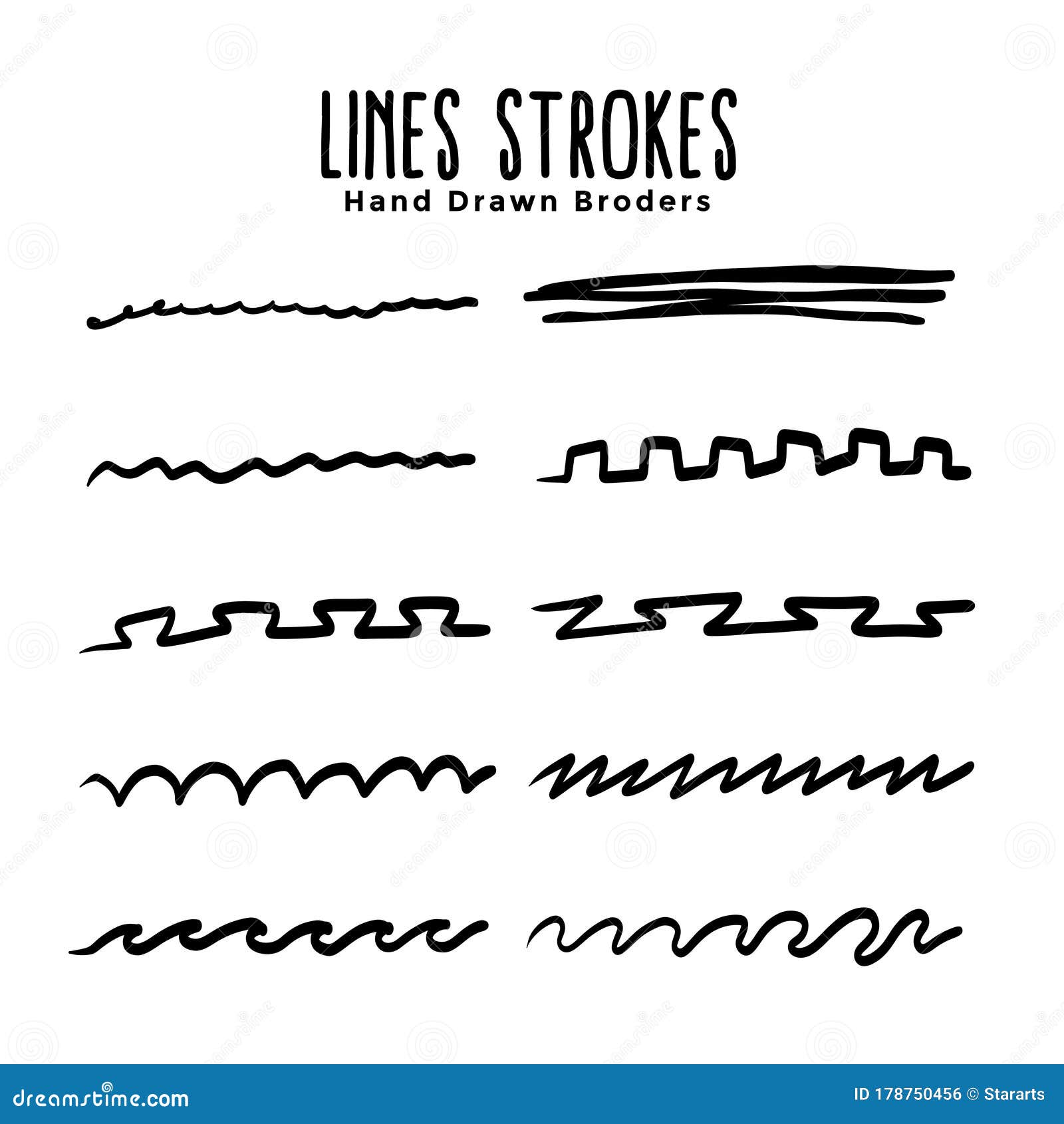 Hand Drawn Line Scribbles Set in Different Styles Stock Vector ...