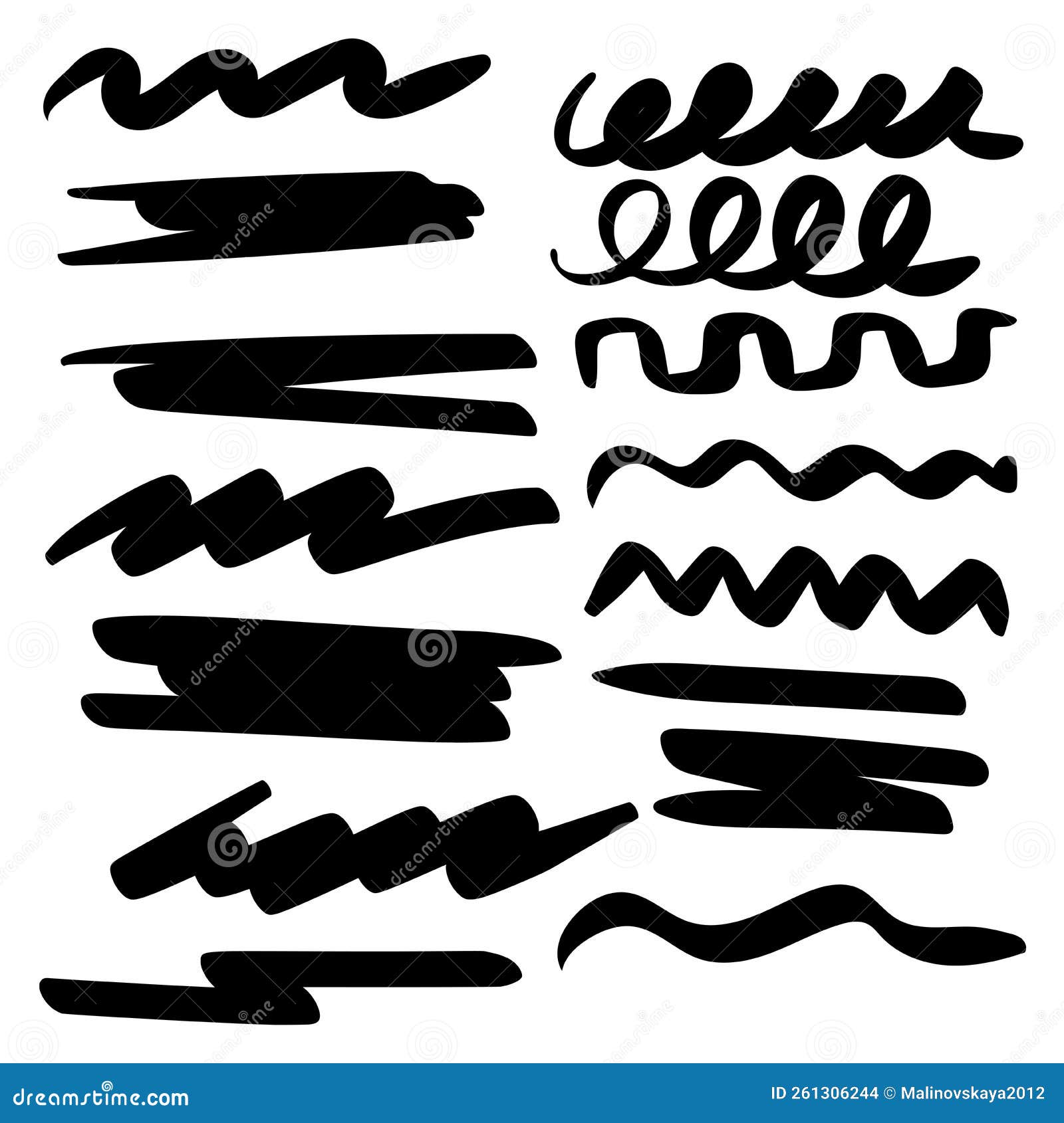 Hand Drawn Line Set Doodle Elements Stock Vector - Illustration of ...