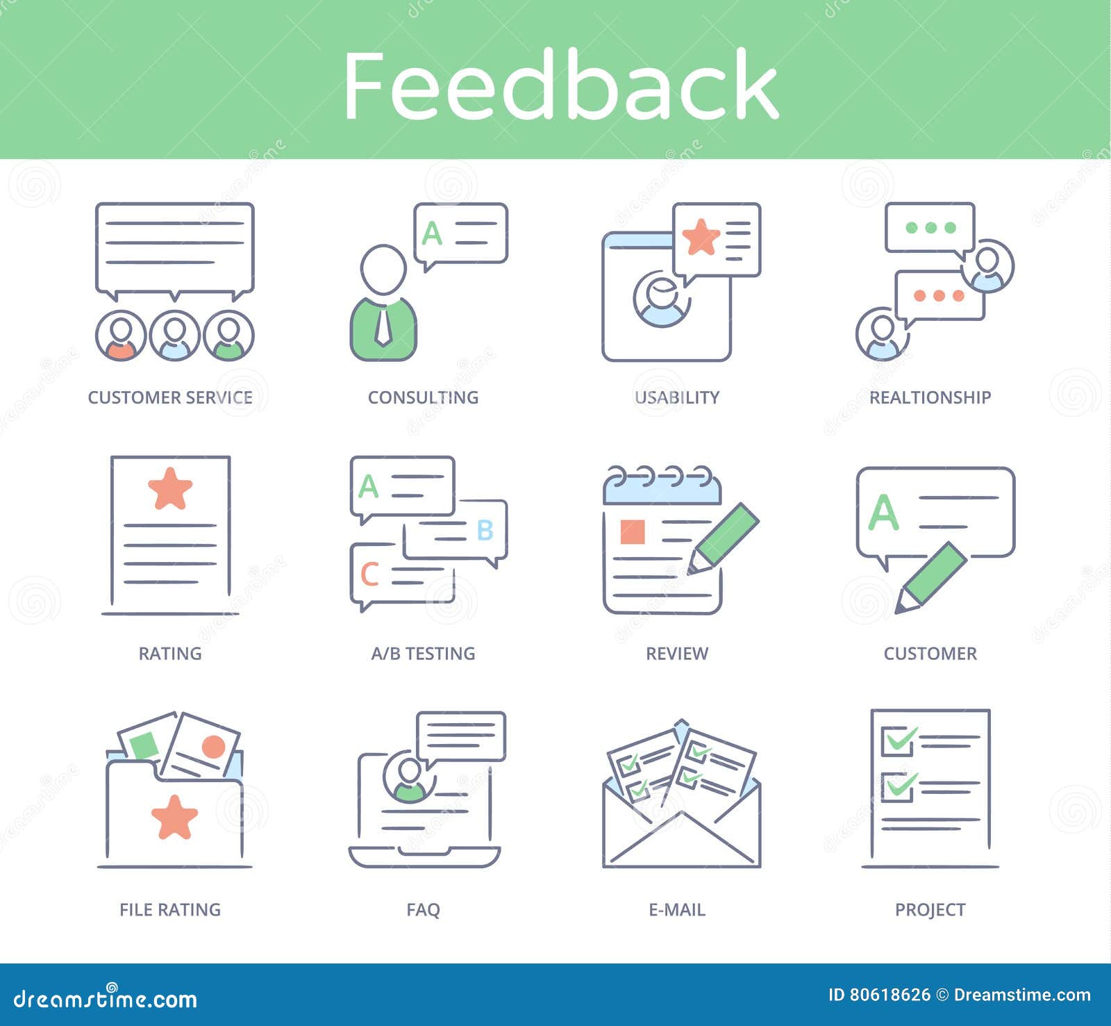 Hand Drawn Line Style Icon Set : Customer Service, Relationship ...