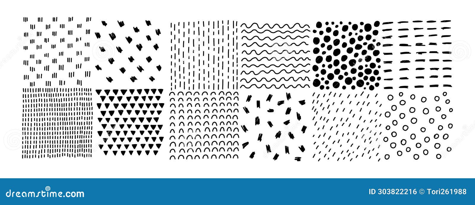 Hand Drawn Line Texture Set. Stock Illustration - Illustration of ...