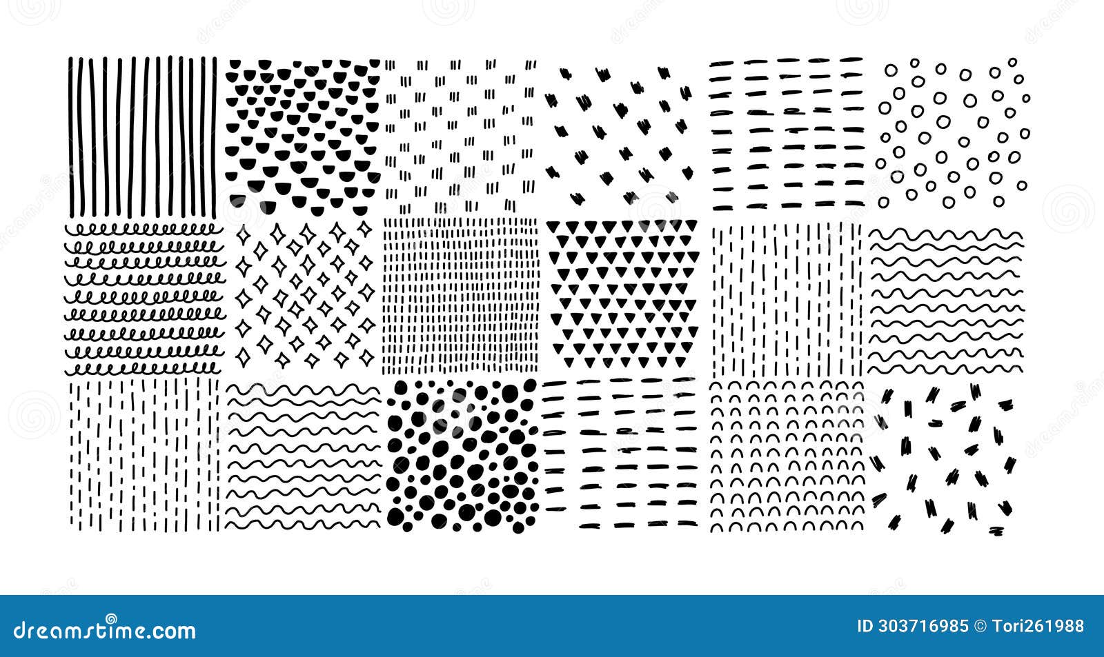 Hand Drawn Line Texture Set. Stock Illustration - Illustration of ...