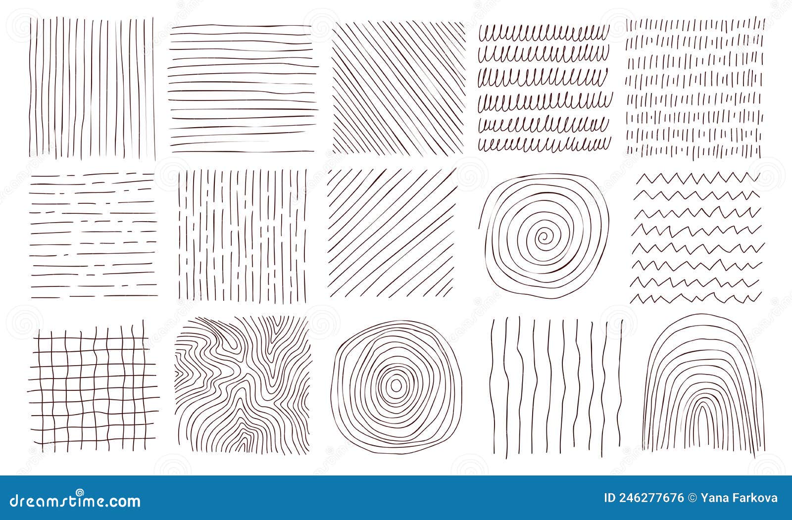 Hand Drawn Line Texture Set. Vector Scribble, Horizontal and Wave ...