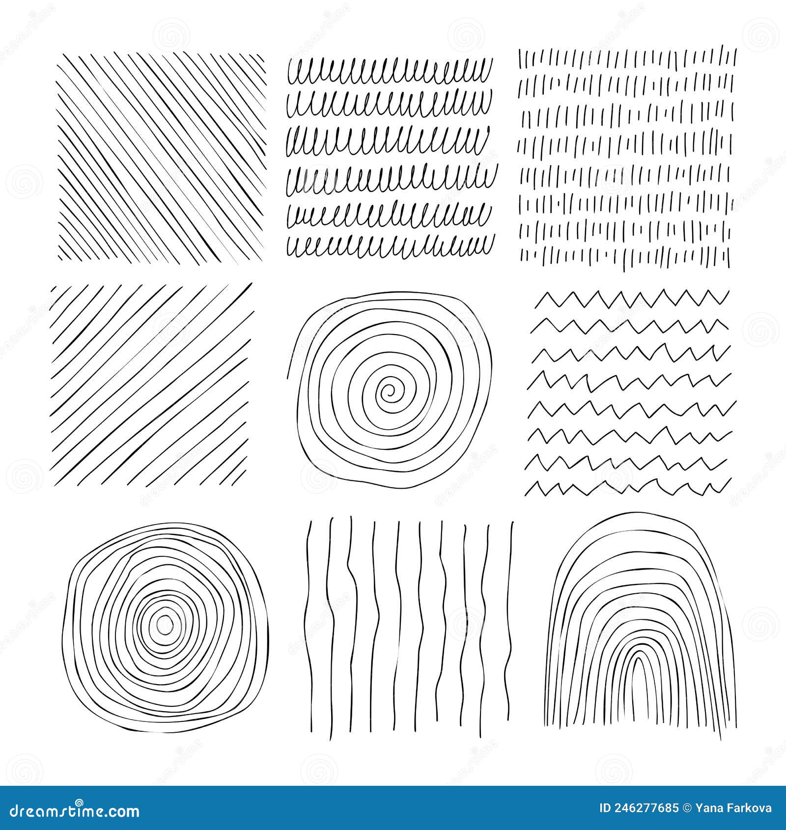 Hand Drawn Line Texture Set. Vector Scribble, Horizontal and Wave ...